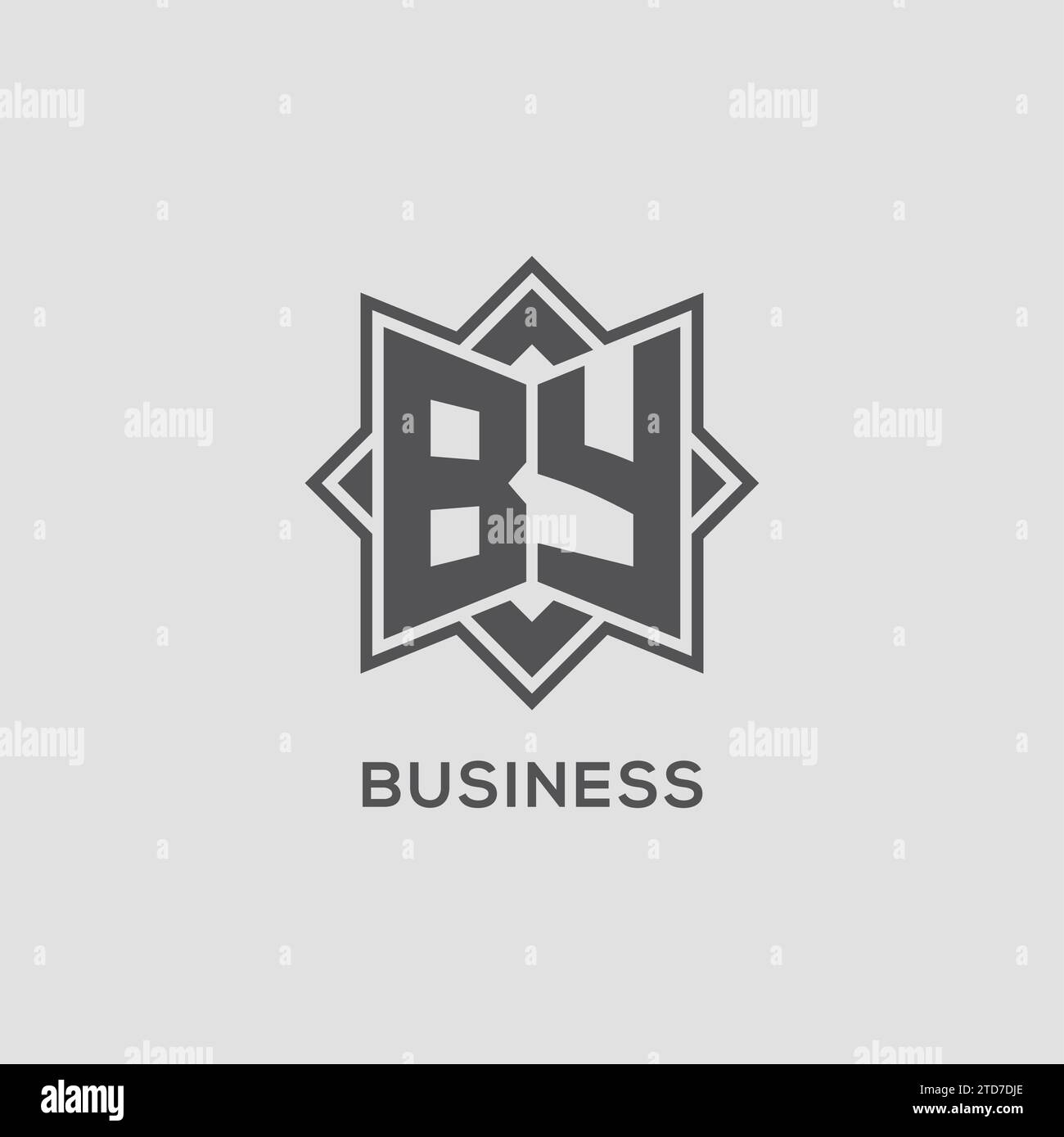 Monogram BY logo with eight point star style design vector graphic ...