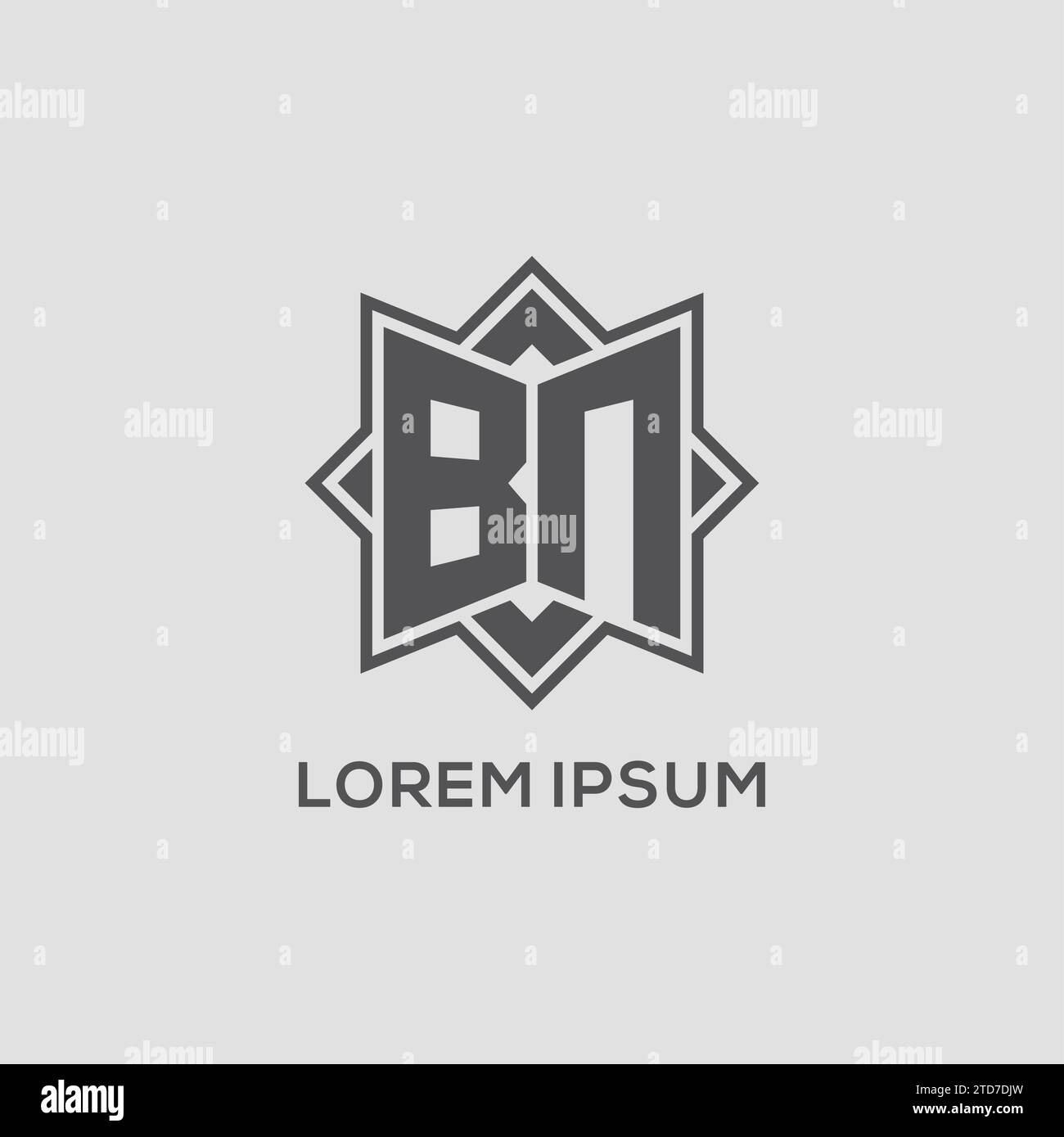 Monogram BN logo with eight point star style design vector graphic ...