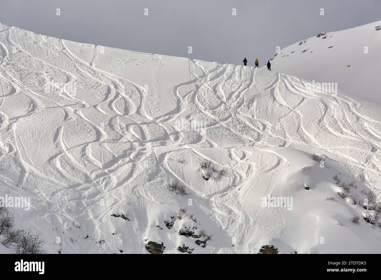 Ski Slope with Fresh Curves Stock Photo - Alamy