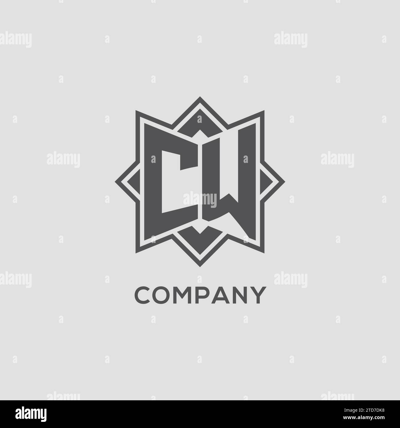 Monogram CW logo with eight point star style design vector graphic ...