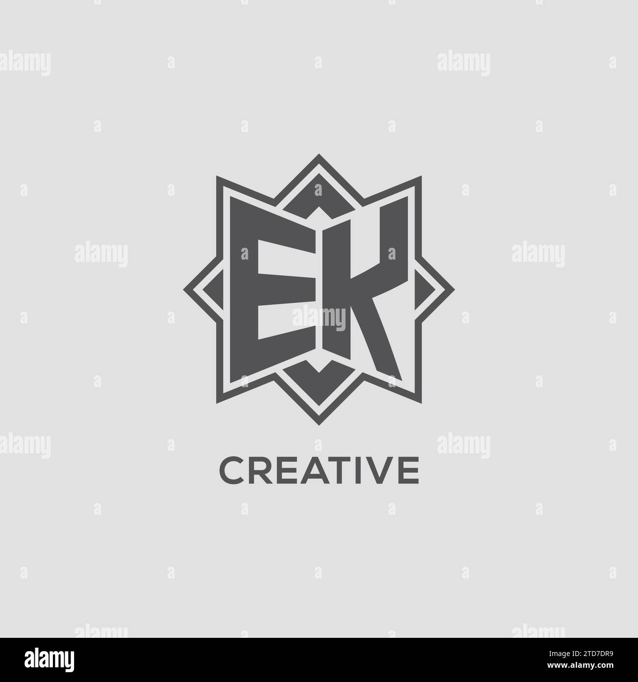 Monogram EK logo with eight point star style design vector graphic ...