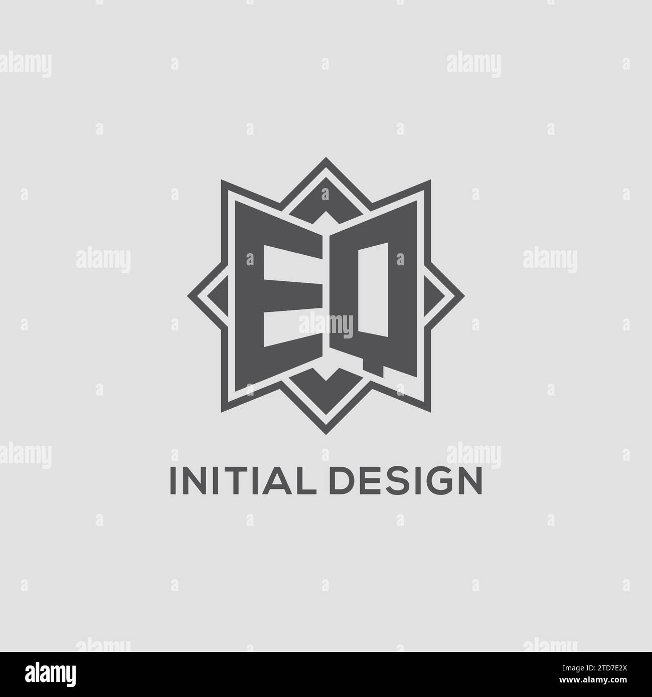 Monogram EQ logo with eight point star style design vector graphic ...