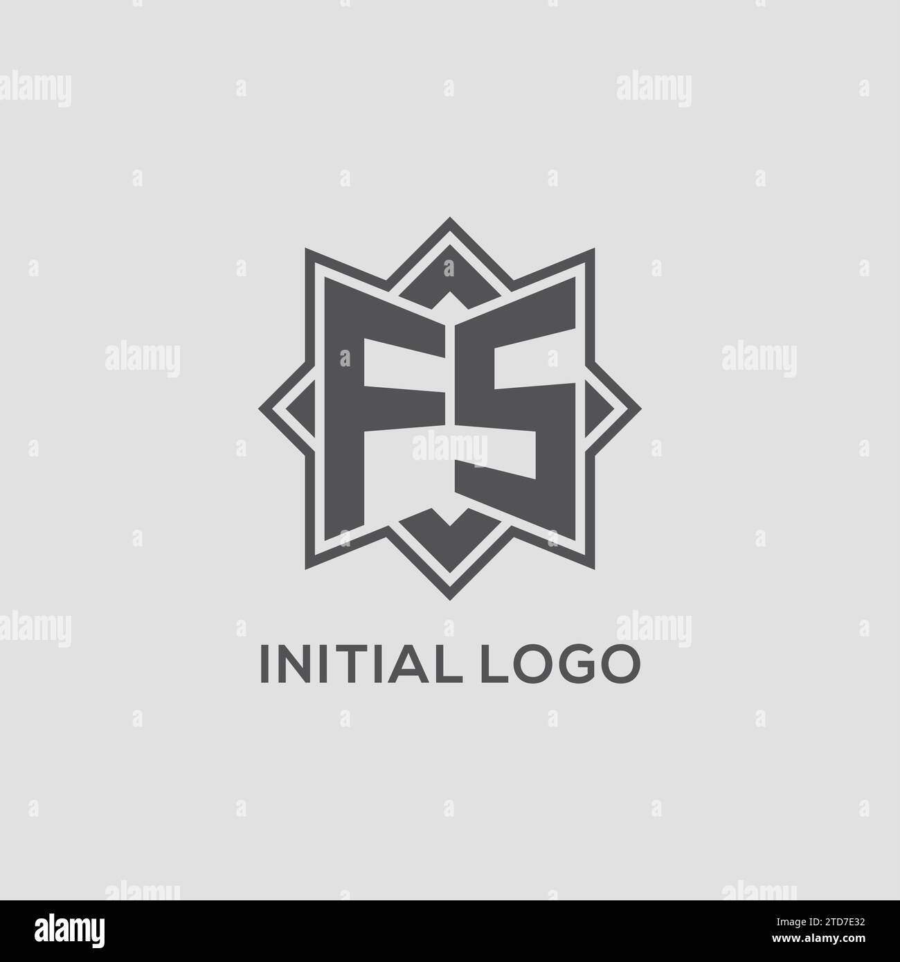 Monogram FS logo with eight point star style design vector graphic ...