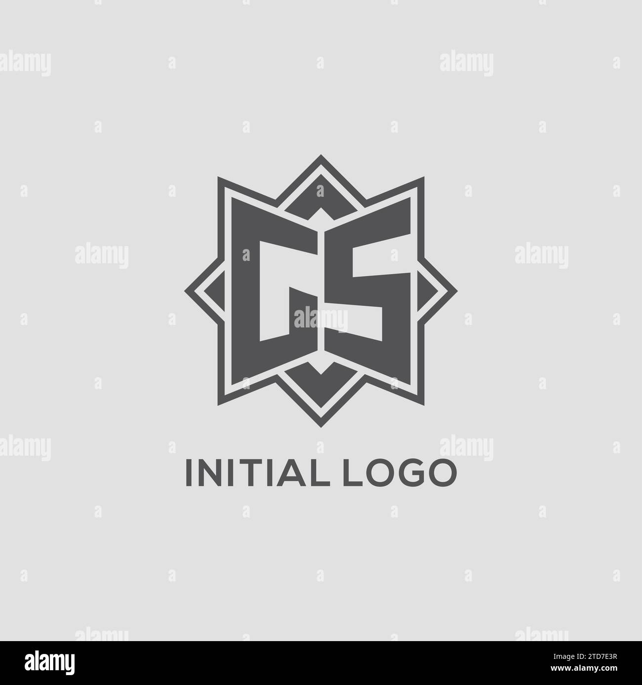 Monogram GS logo with eight point star style design vector graphic ...