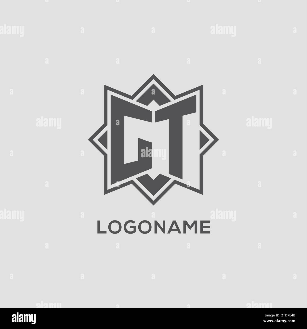 Monogram GT logo with eight point star style design vector graphic ...