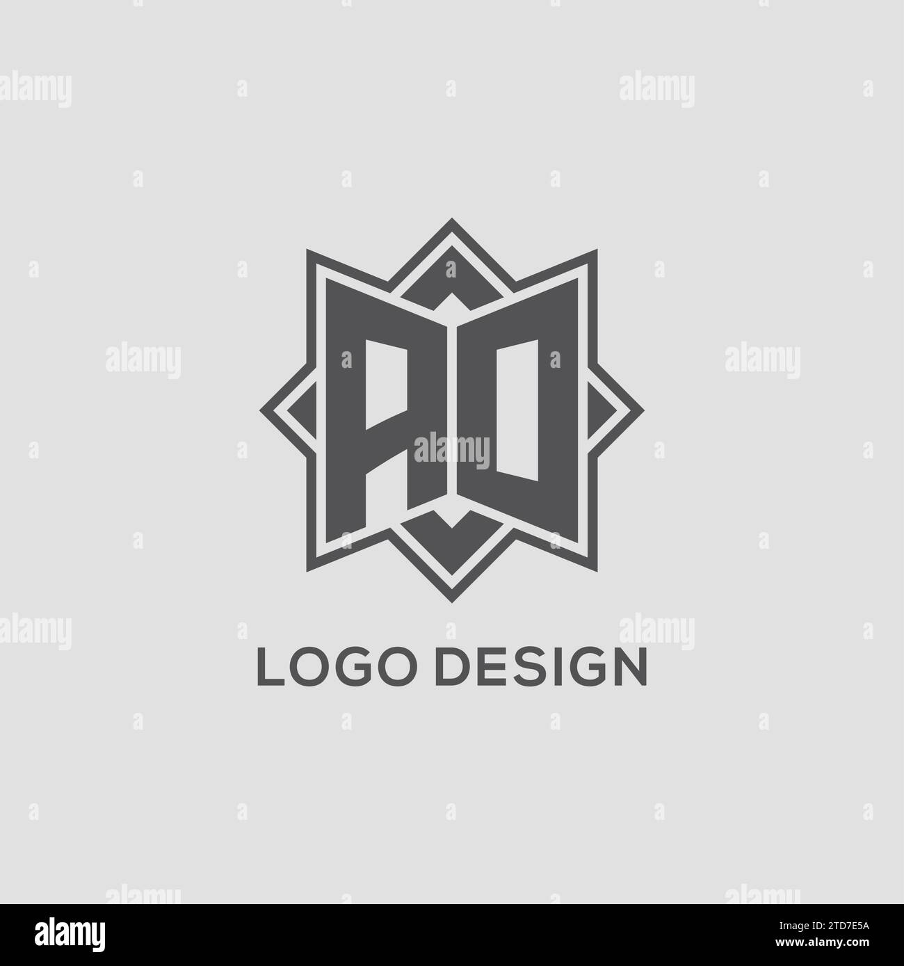 Monogram AO logo with eight point star style design vector graphic ...