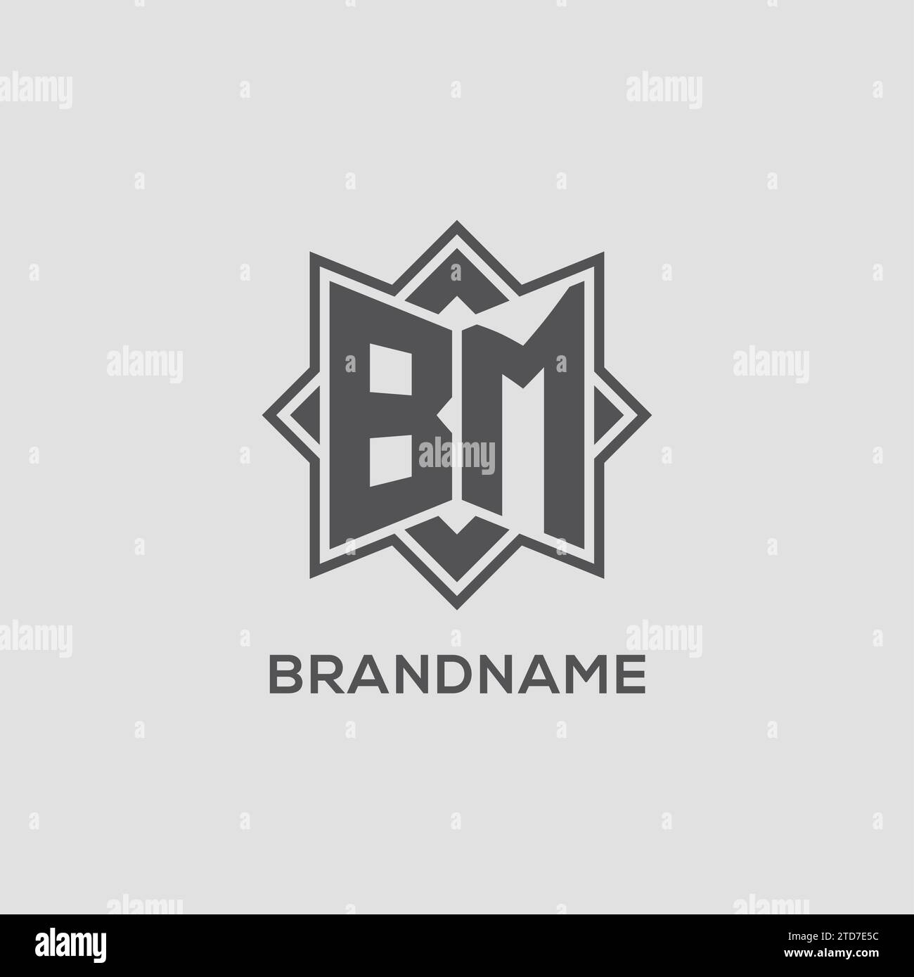 Monogram BM logo with eight point star style design vector graphic ...