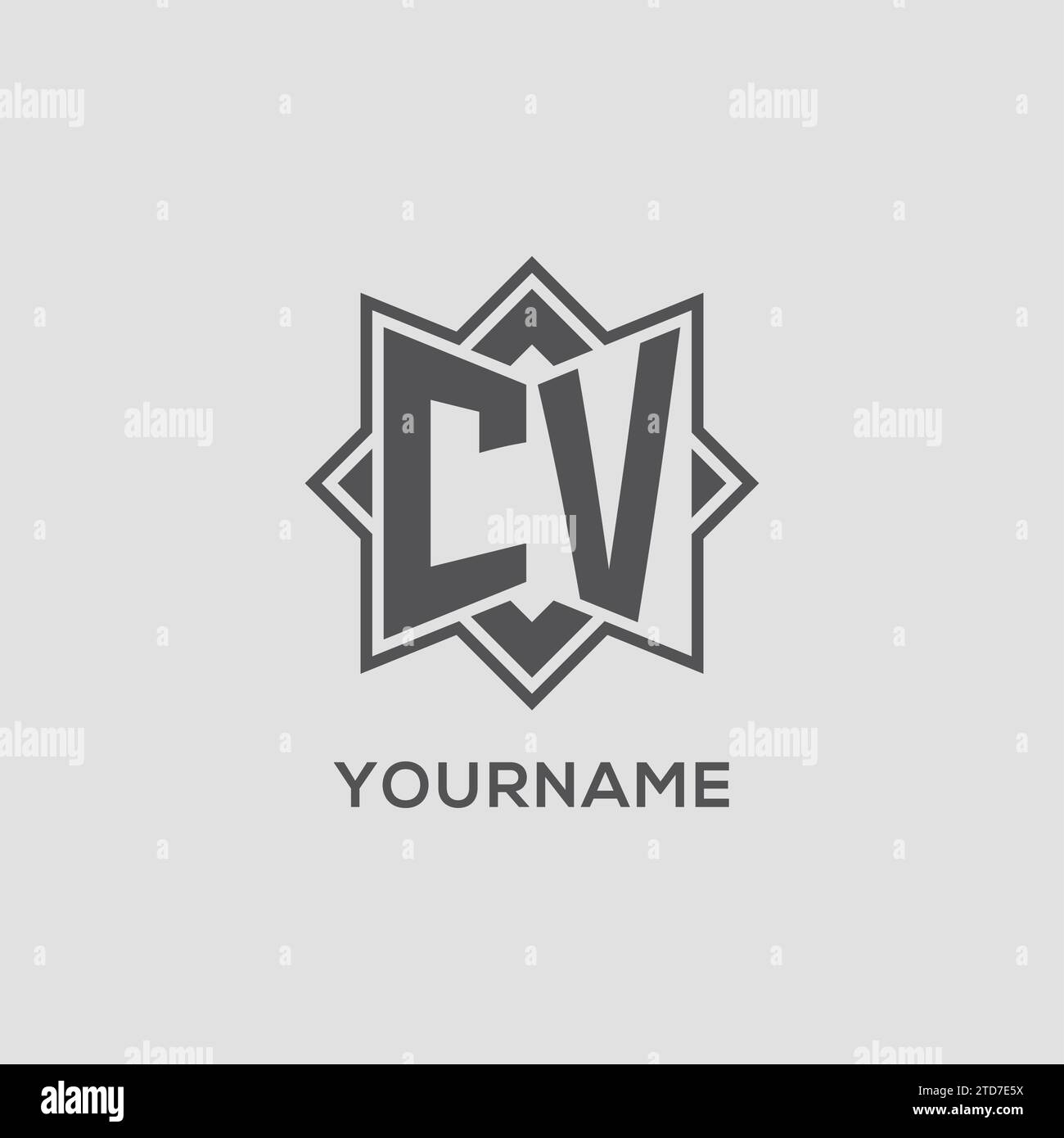 Monogram CV logo with eight point star style design vector graphic ...