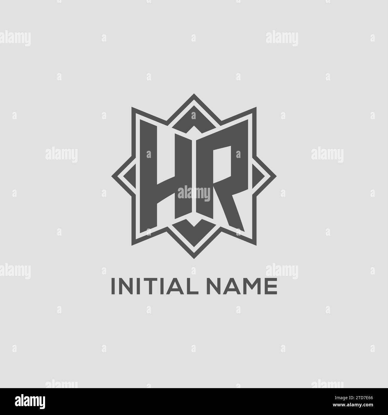 Monogram HR logo with eight point star style design vector graphic ...