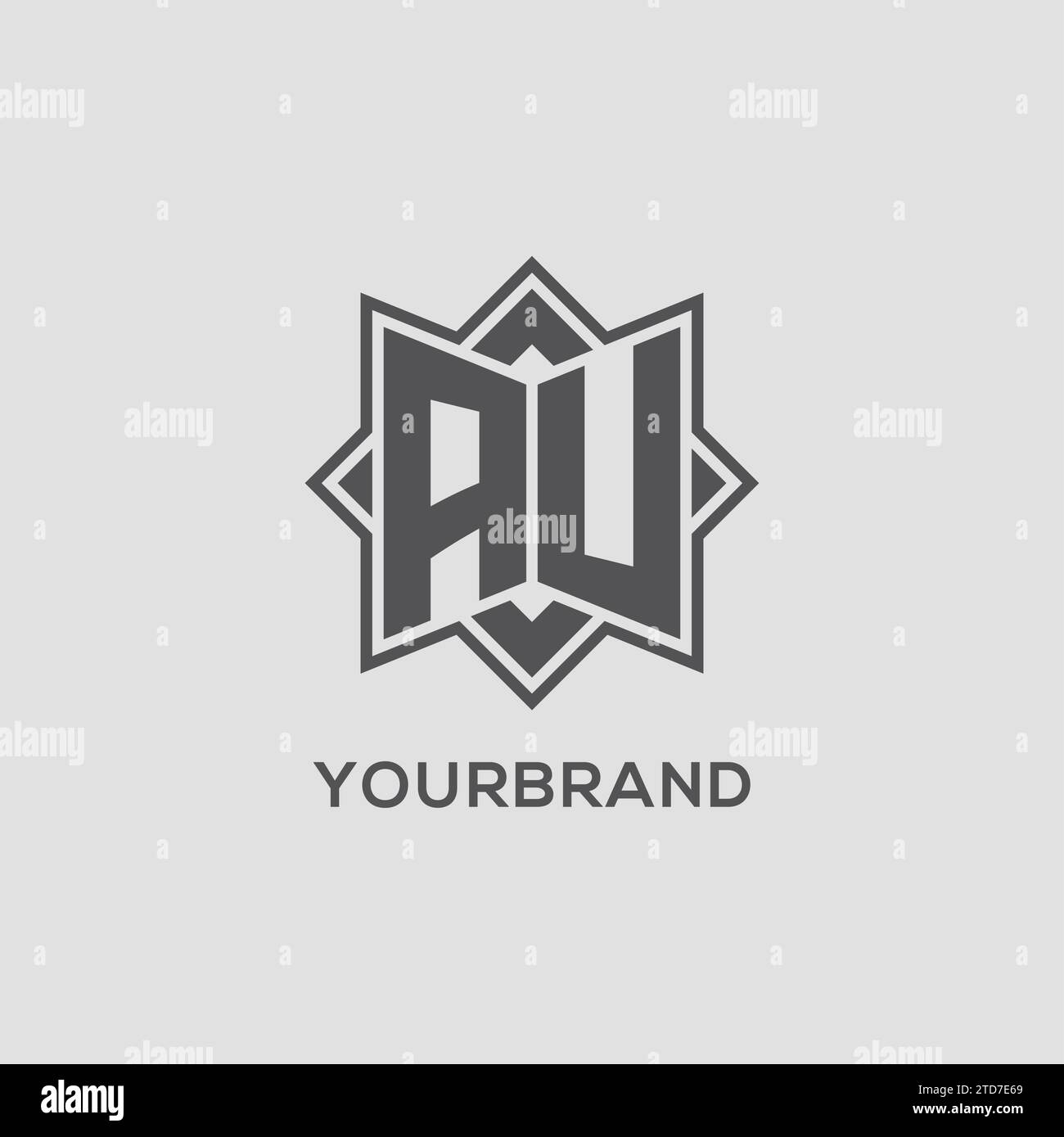 Monogram AU logo with eight point star style design vector graphic ...