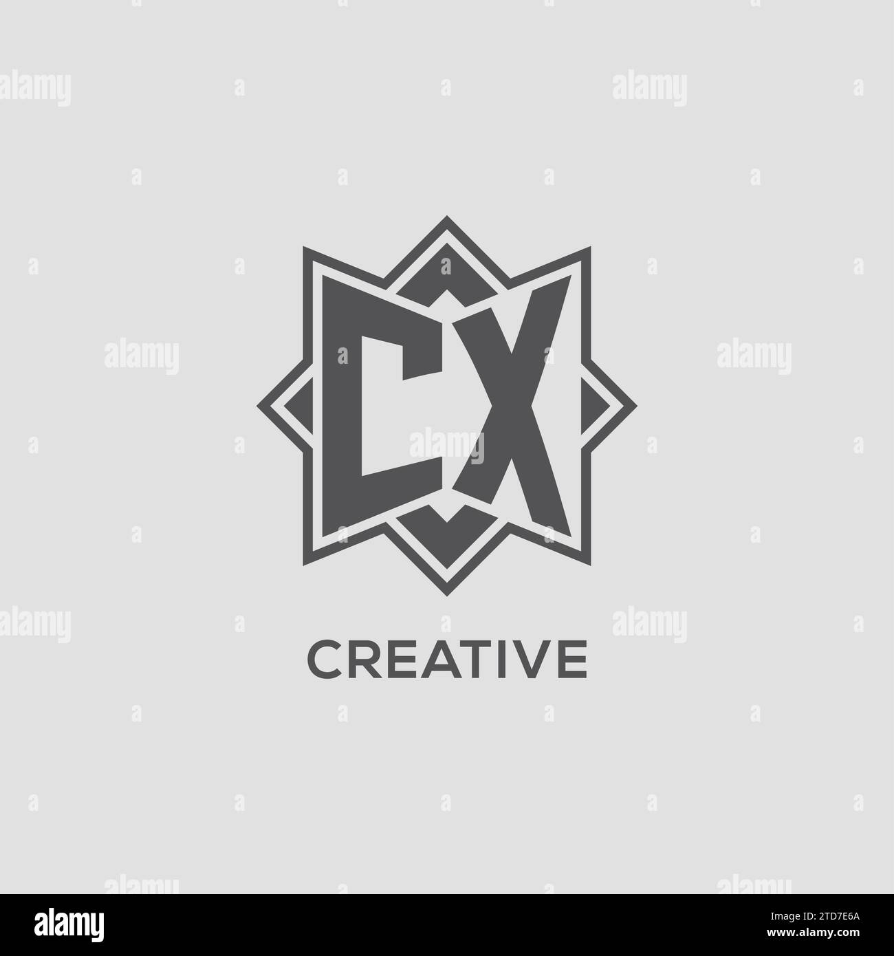 Monogram CX logo with eight point star style design vector graphic ...