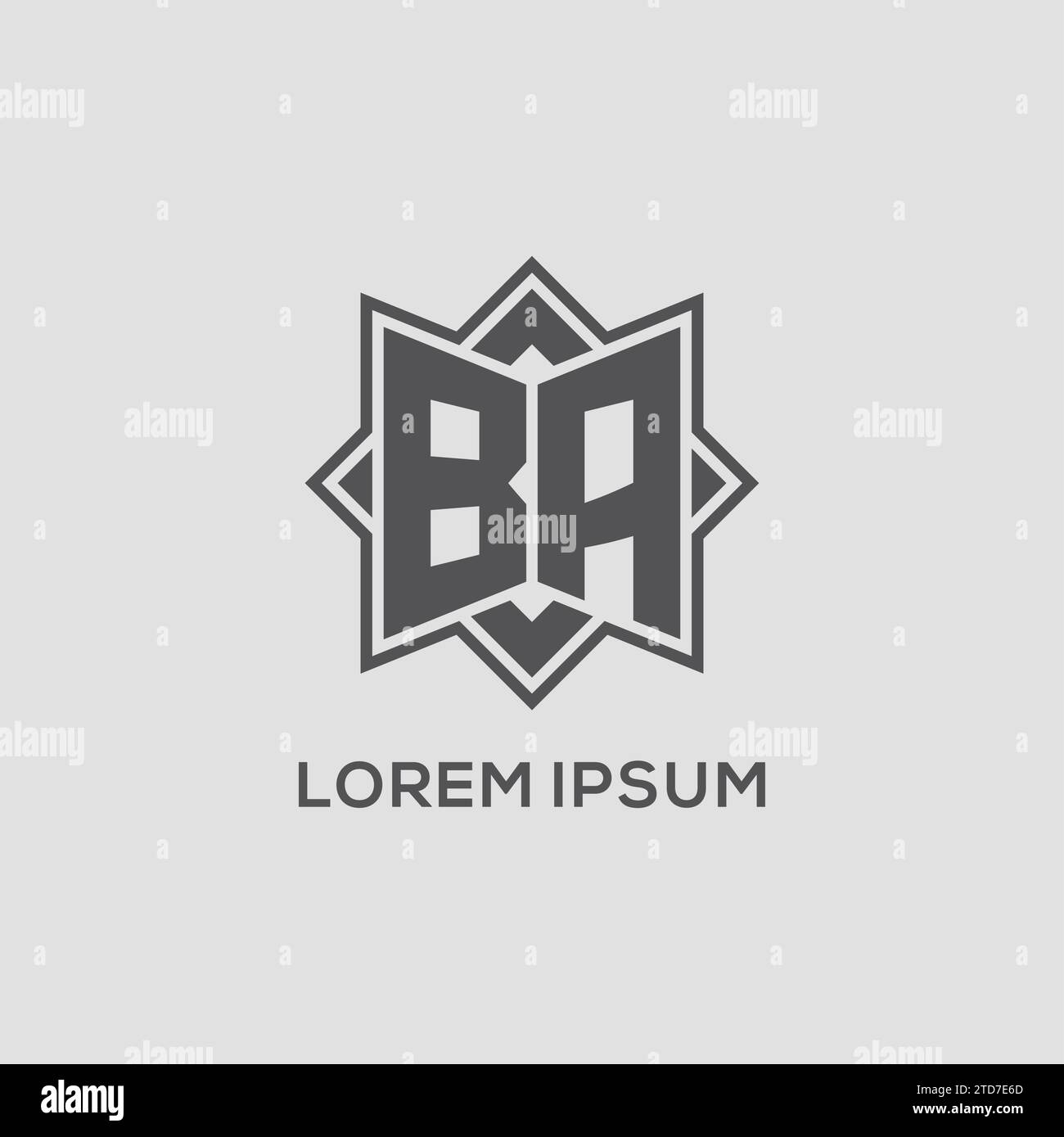 Monogram BA logo with eight point star style design vector graphic ...