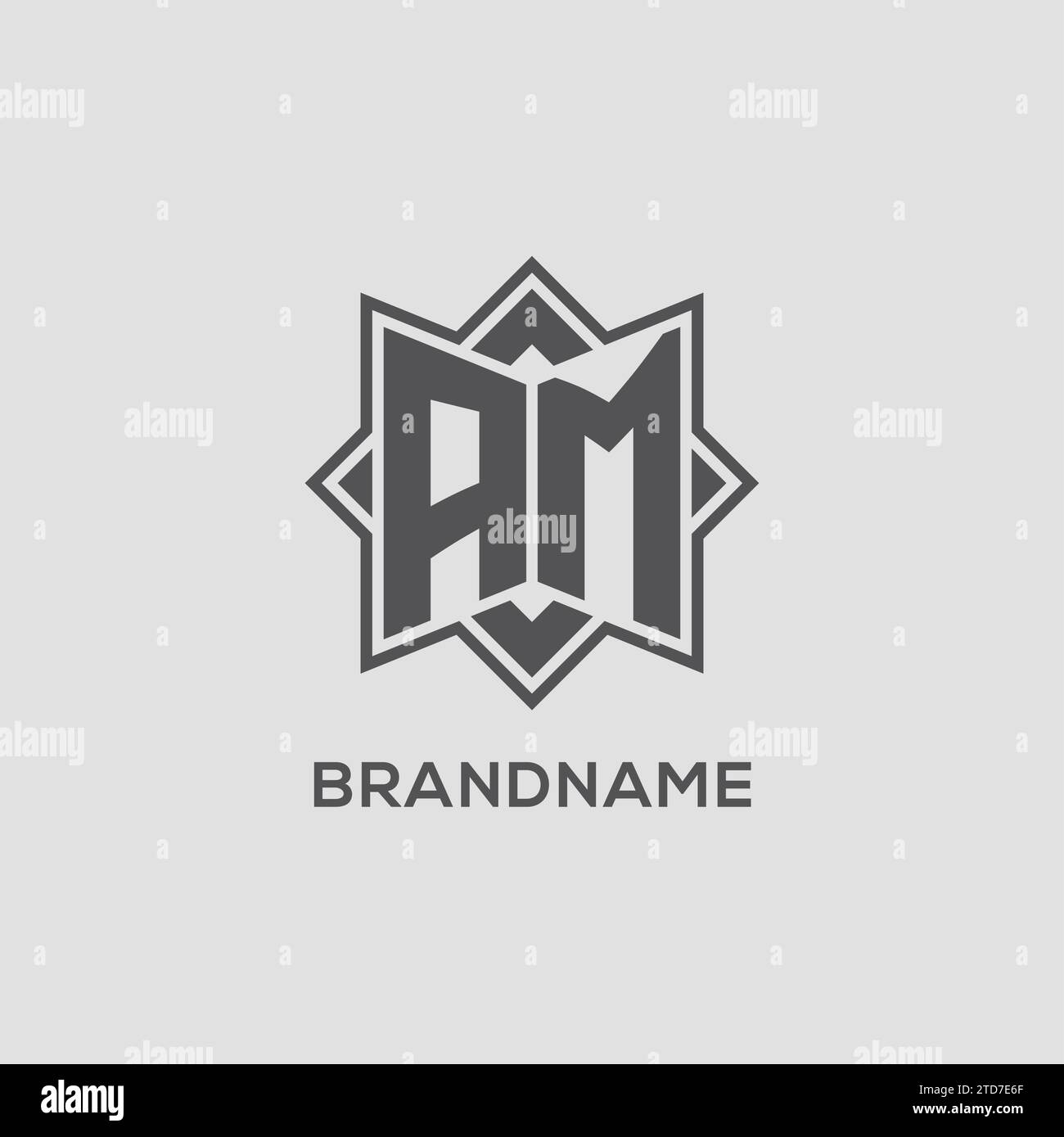 Monogram AM logo with eight point star style design vector graphic ...
