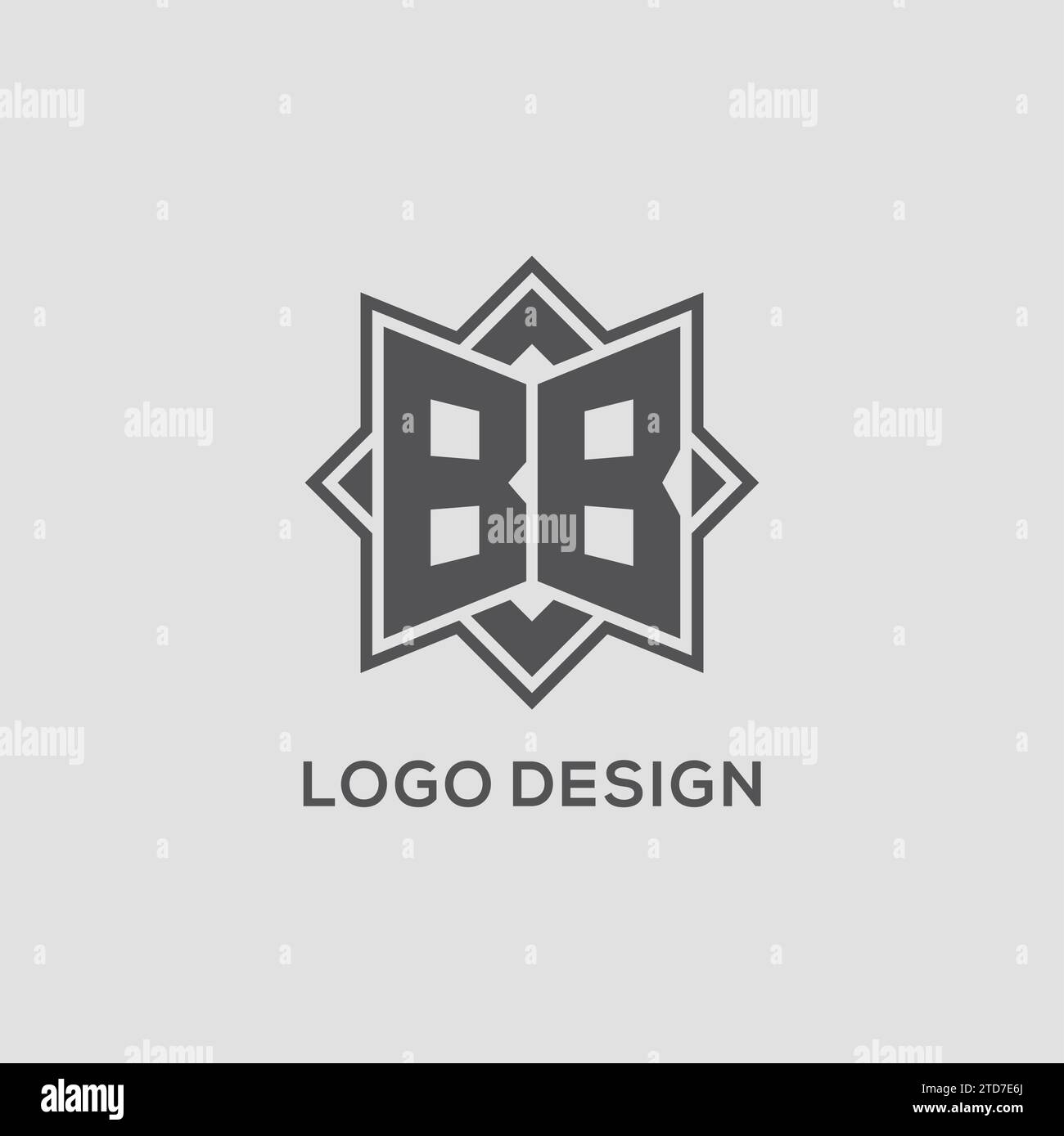 Monogram BB logo with eight point star style design vector graphic ...
