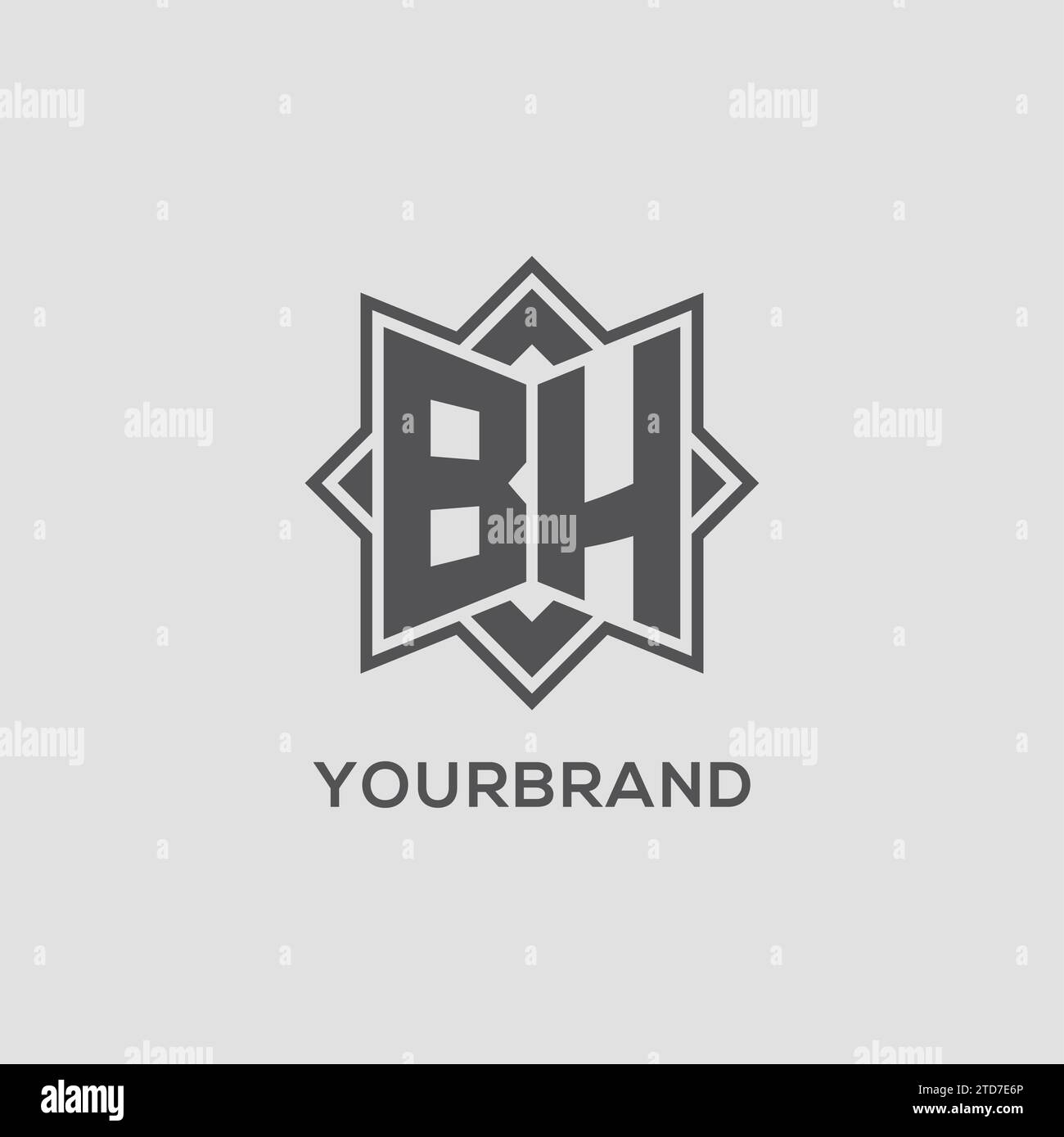 Monogram BH logo with eight point star style design vector graphic ...