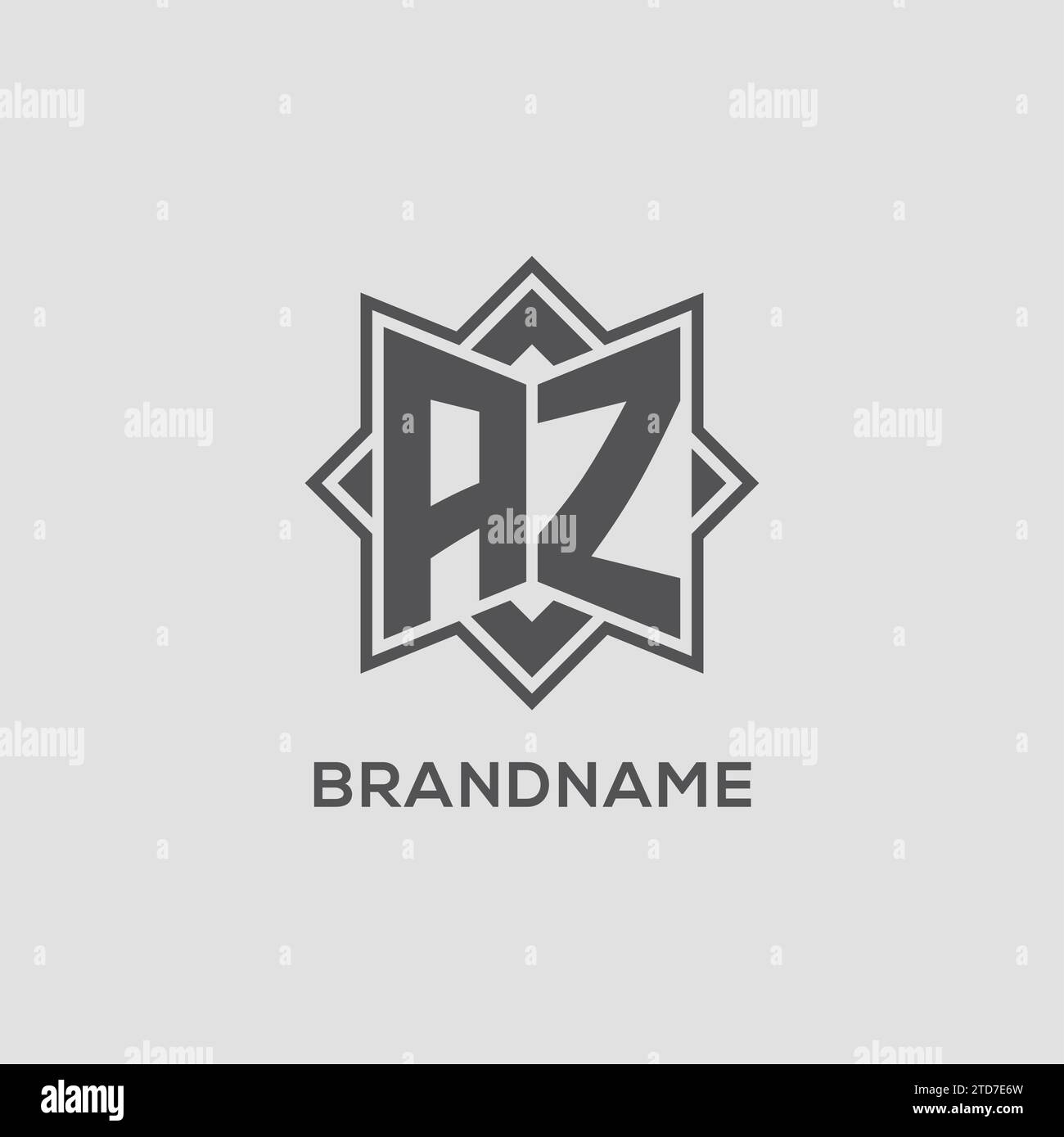 Monogram AZ logo with eight point star style design vector graphic ...