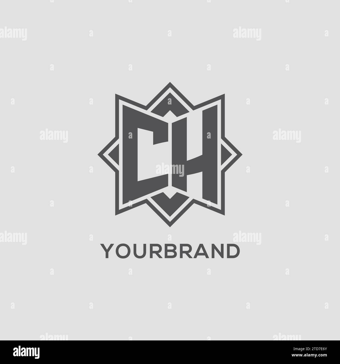 Monogram CH logo with eight point star style design vector graphic ...