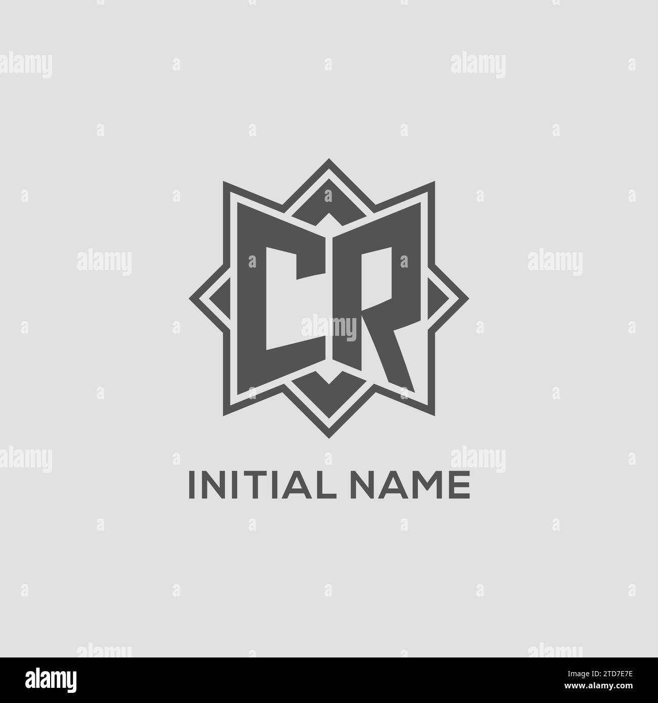 Monogram CR logo with eight point star style design vector graphic ...