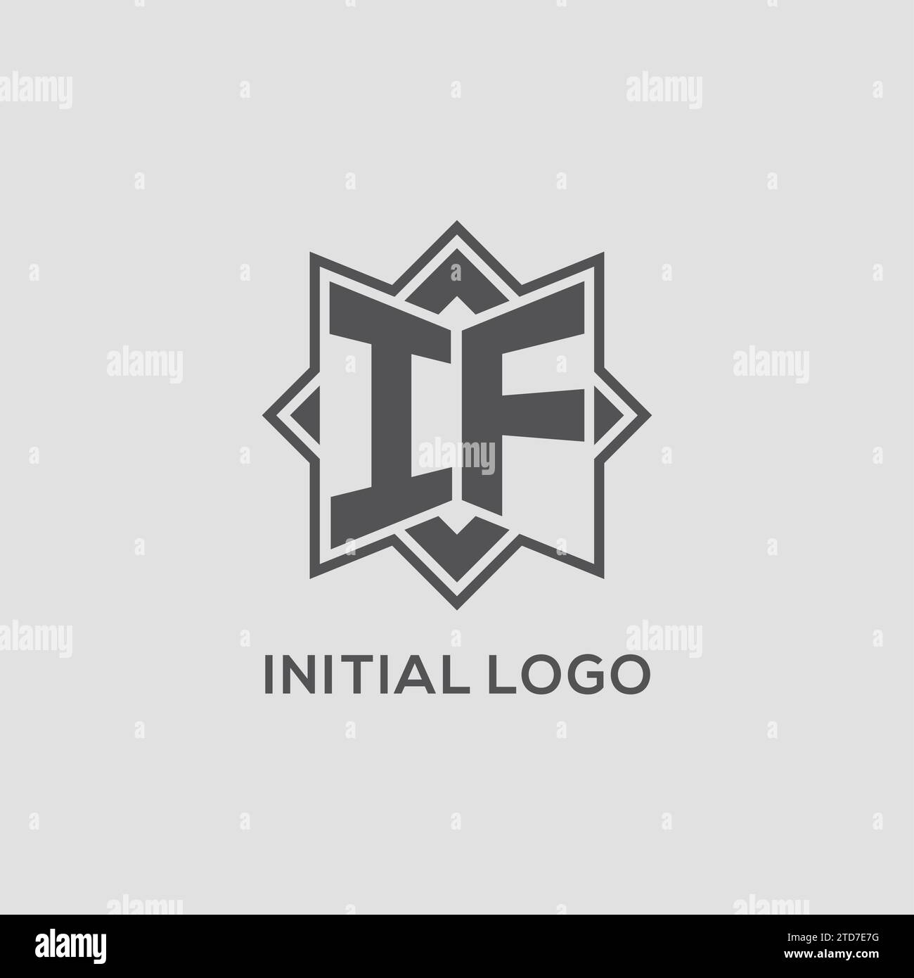 Monogram IF logo with eight point star style design vector graphic ...