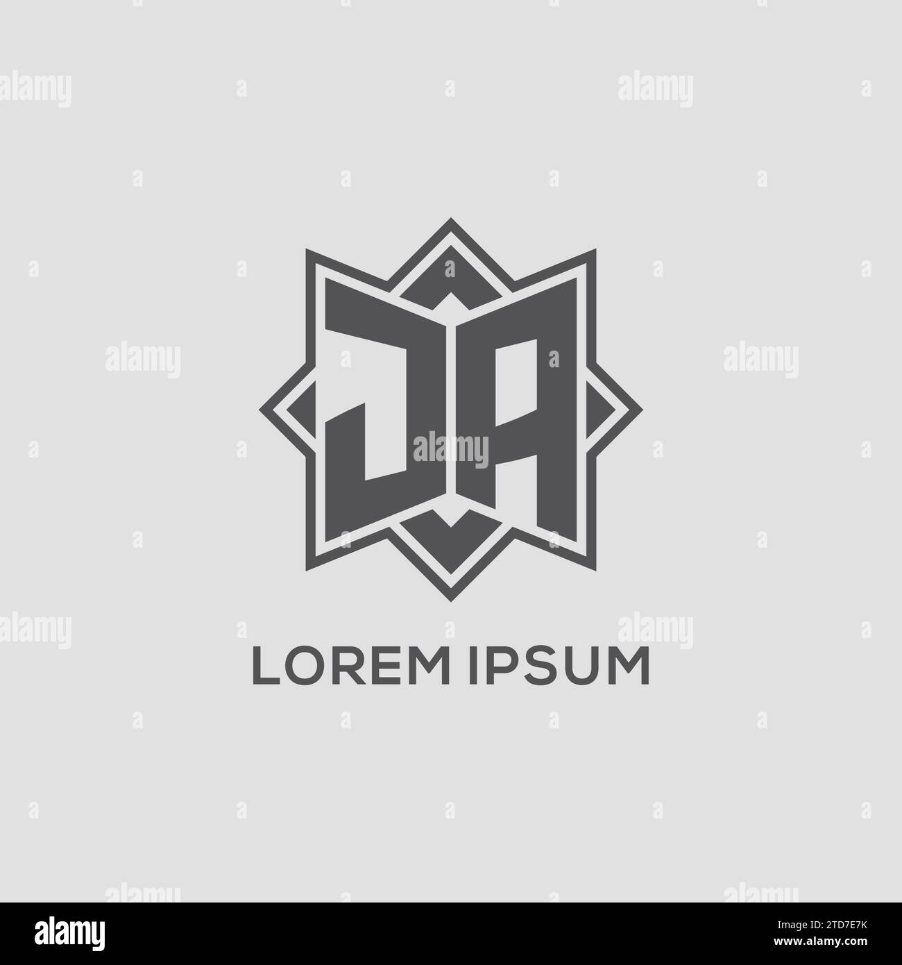Monogram JA logo with eight point star style design vector graphic ...