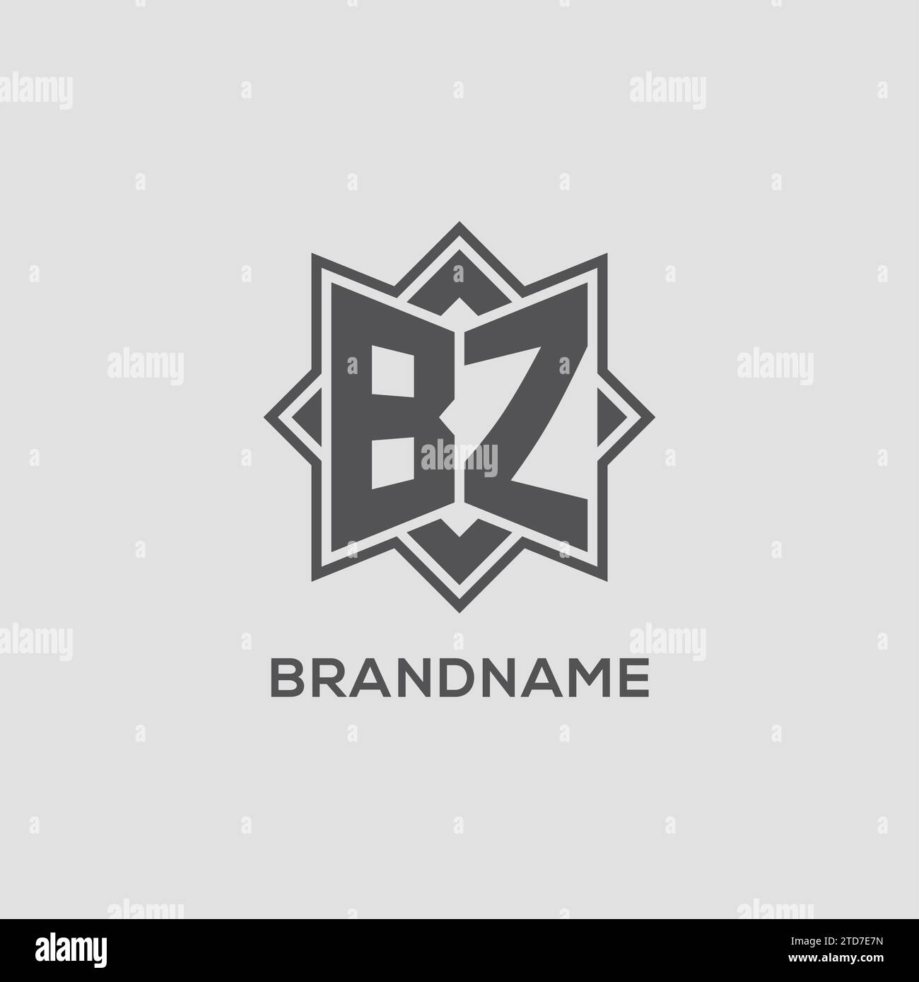 Monogram BZ logo with eight point star style design vector graphic ...