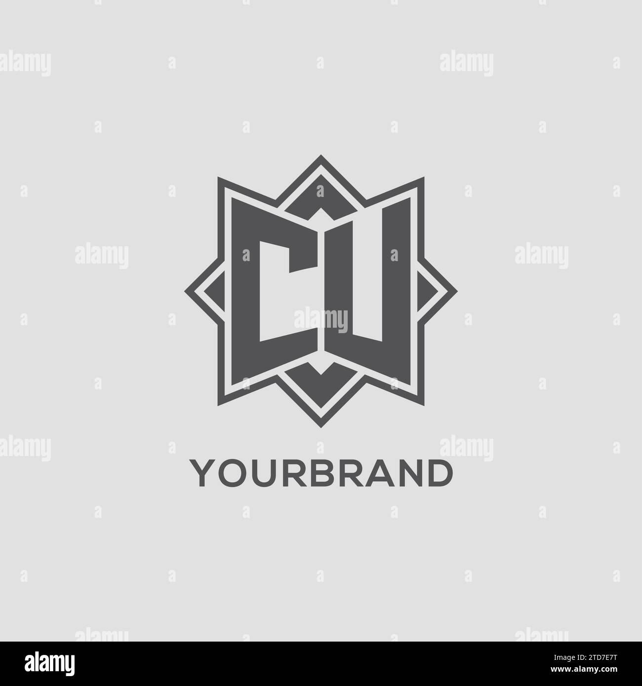 Monogram CU logo with eight point star style design vector graphic ...