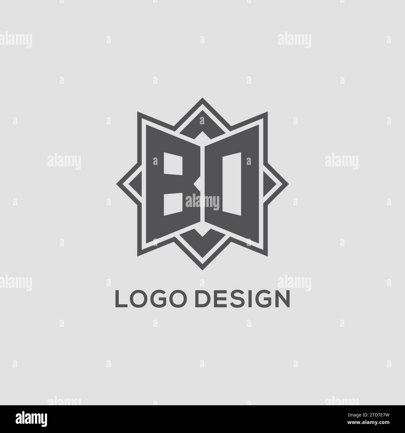 Monogram BO logo with eight point star style design vector graphic ...