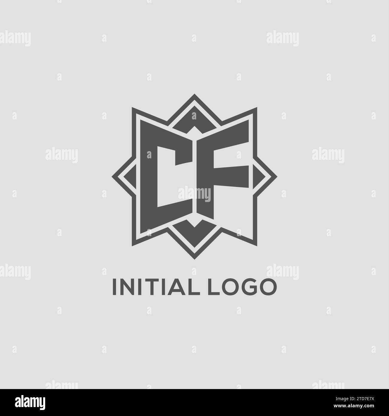 Monogram CF logo with eight point star style design vector graphic ...