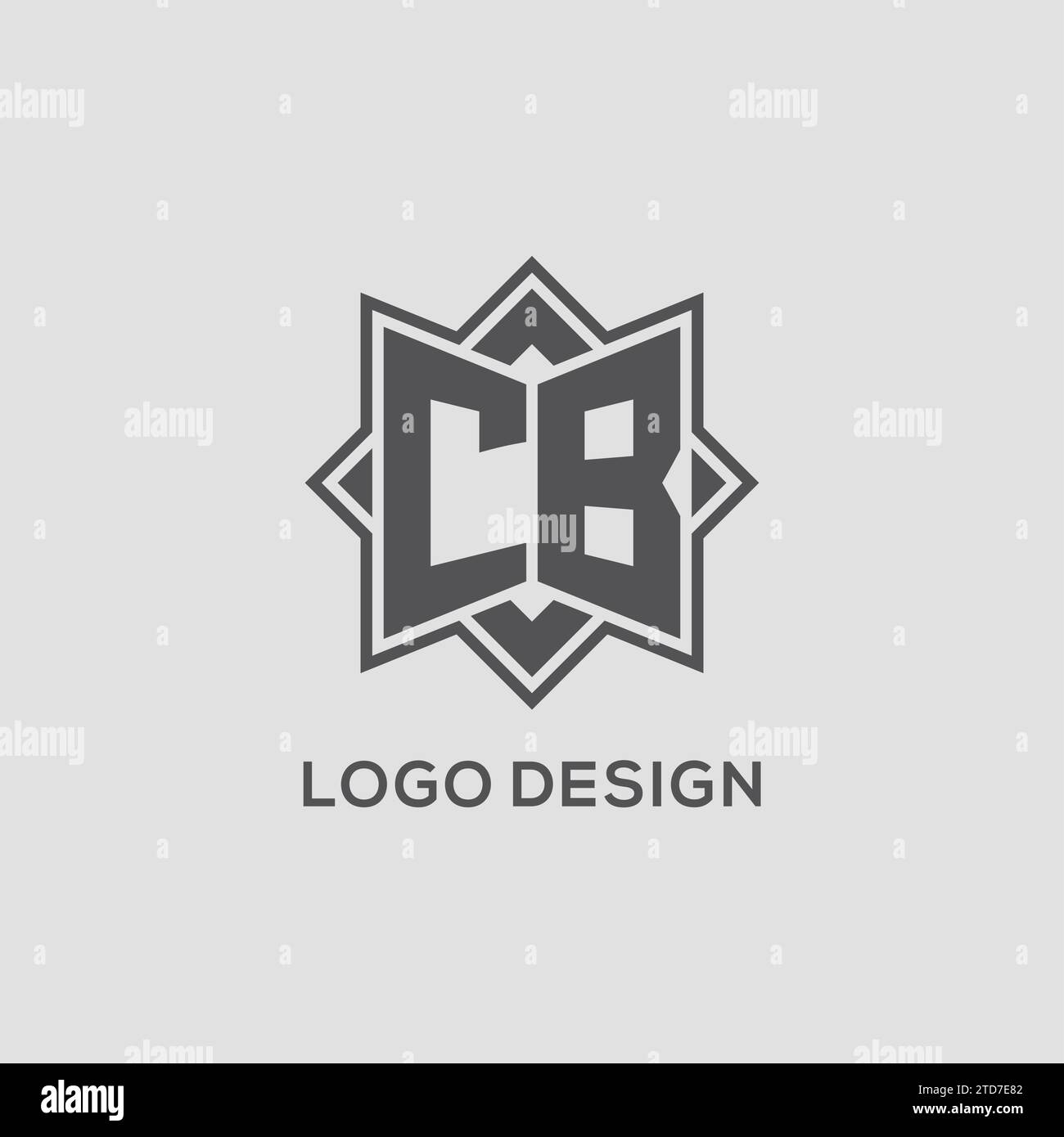 Monogram CB logo with eight point star style design vector graphic ...