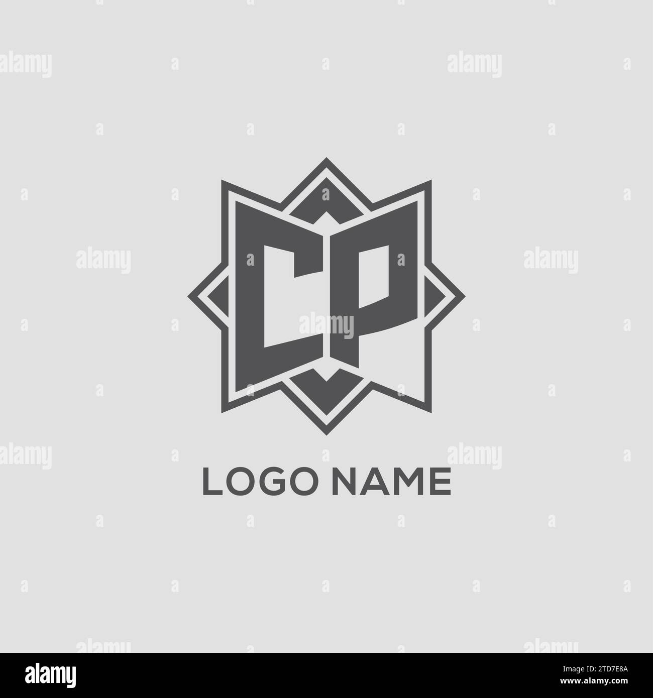 Monogram CP logo with eight point star style design vector graphic ...