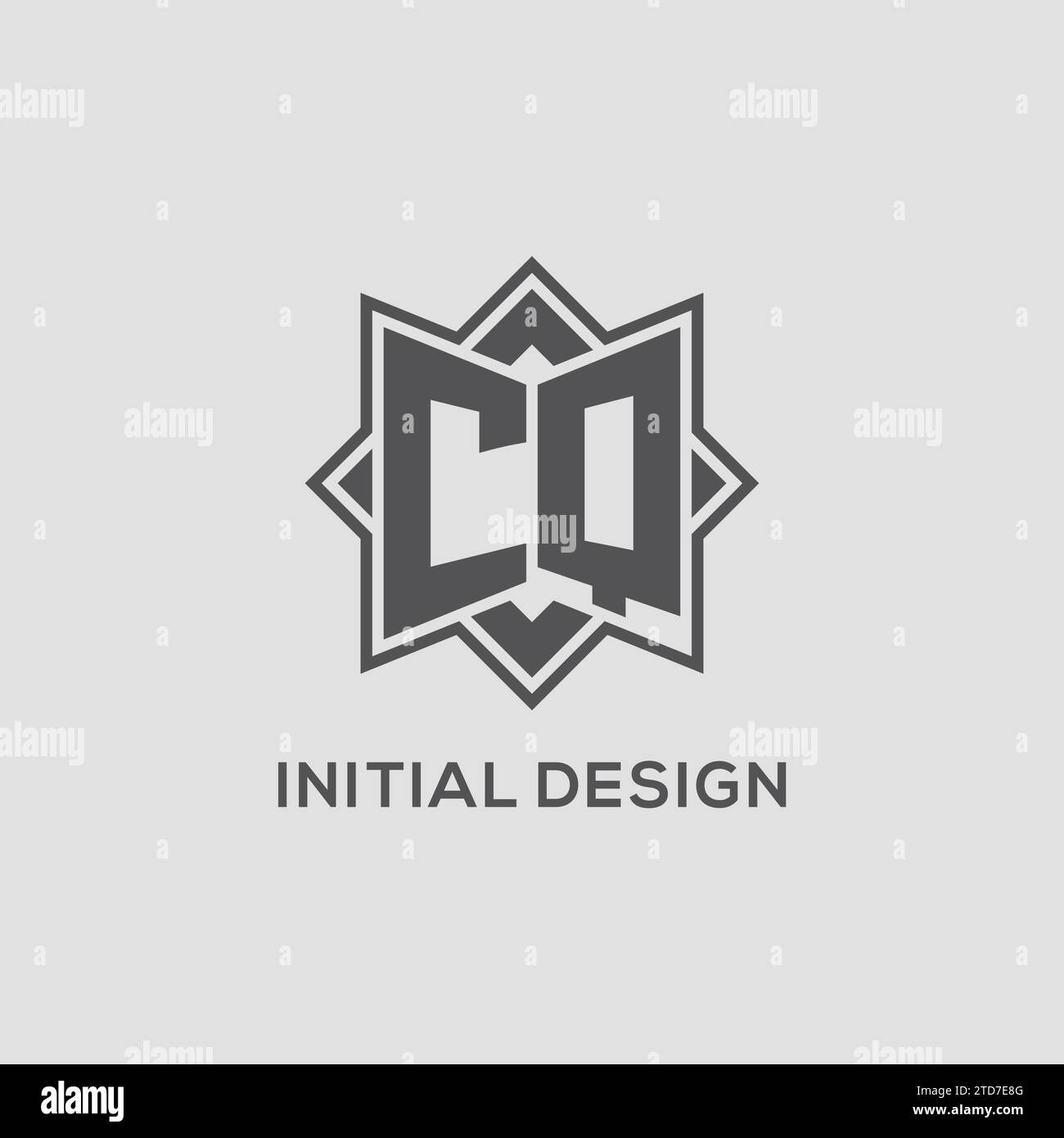 Monogram CQ logo with eight point star style design vector graphic ...