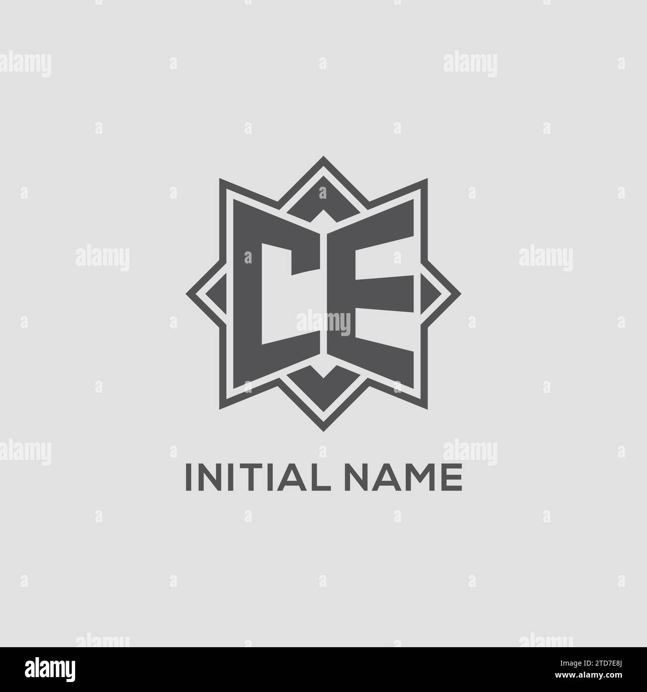 Monogram CE logo with eight point star style design vector graphic ...