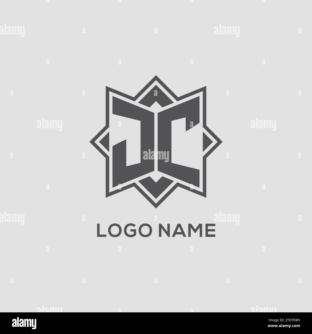 Monogram JC logo with eight point star style design vector graphic ...