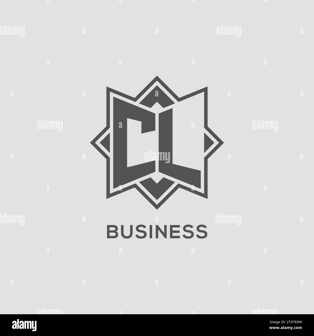 Monogram CL logo with eight point star style design vector graphic ...