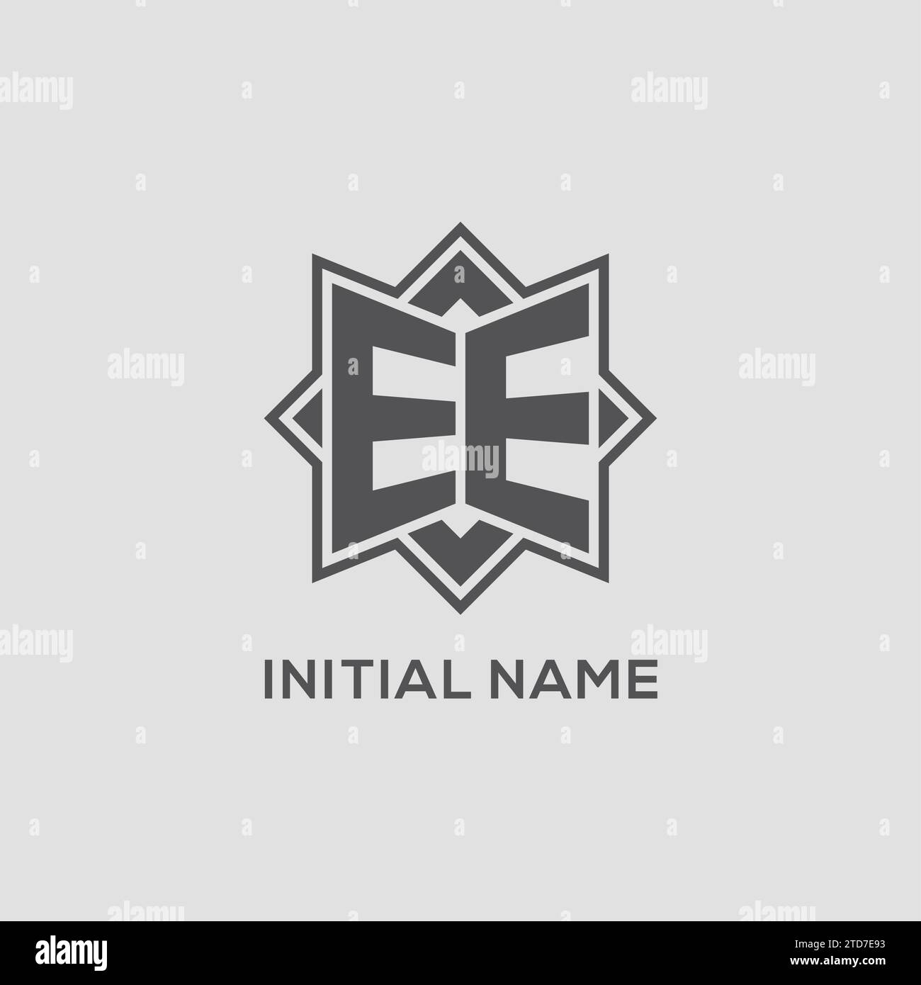 Monogram EE logo with eight point star style design vector graphic ...