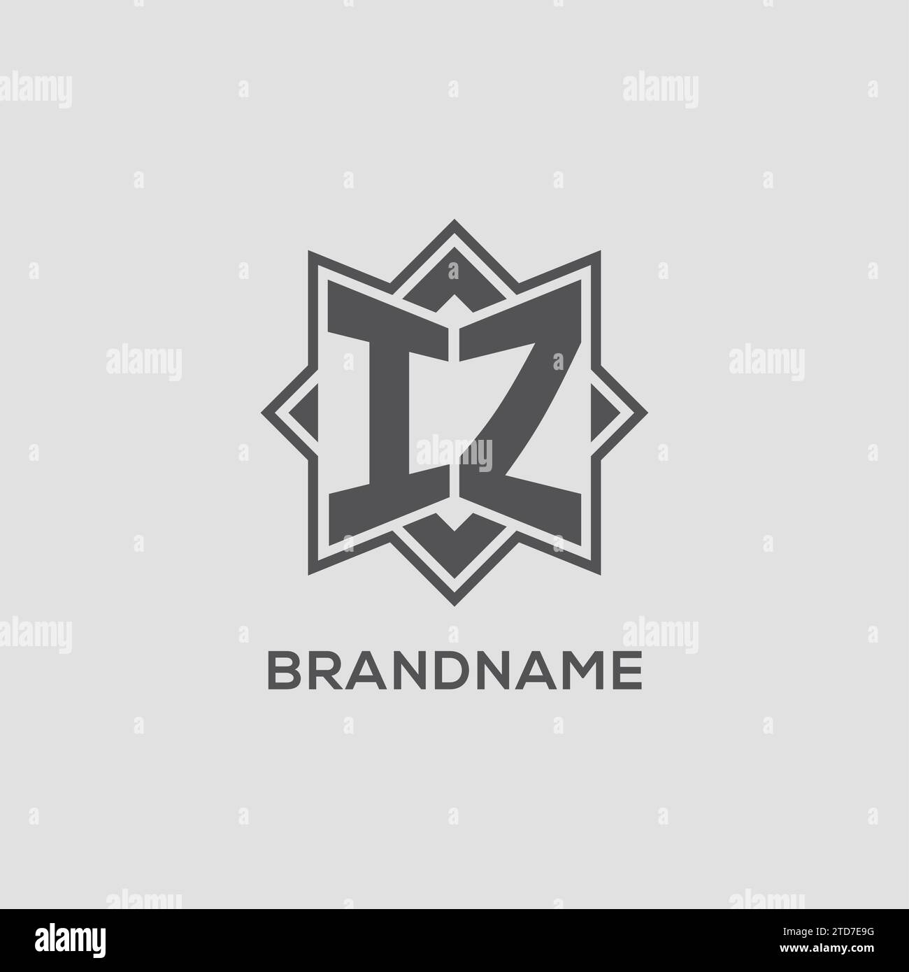 Monogram IZ logo with eight point star style design vector graphic ...