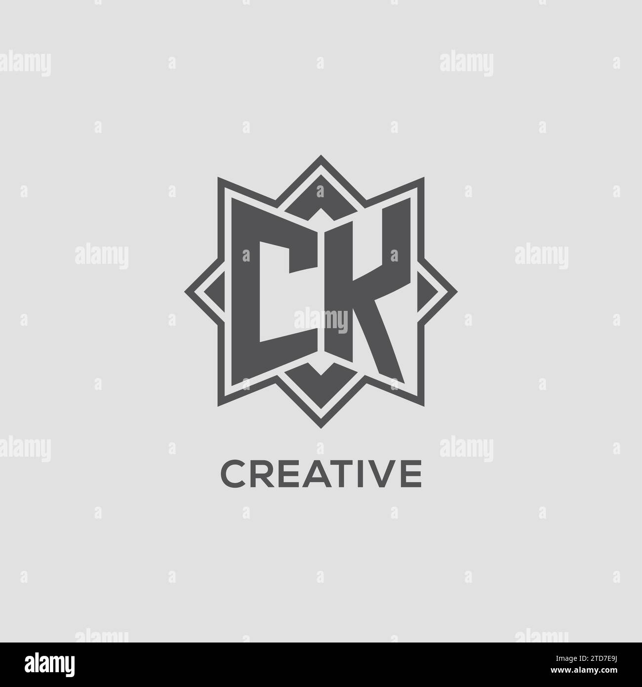 Monogram CK logo with eight point star style design vector graphic ...