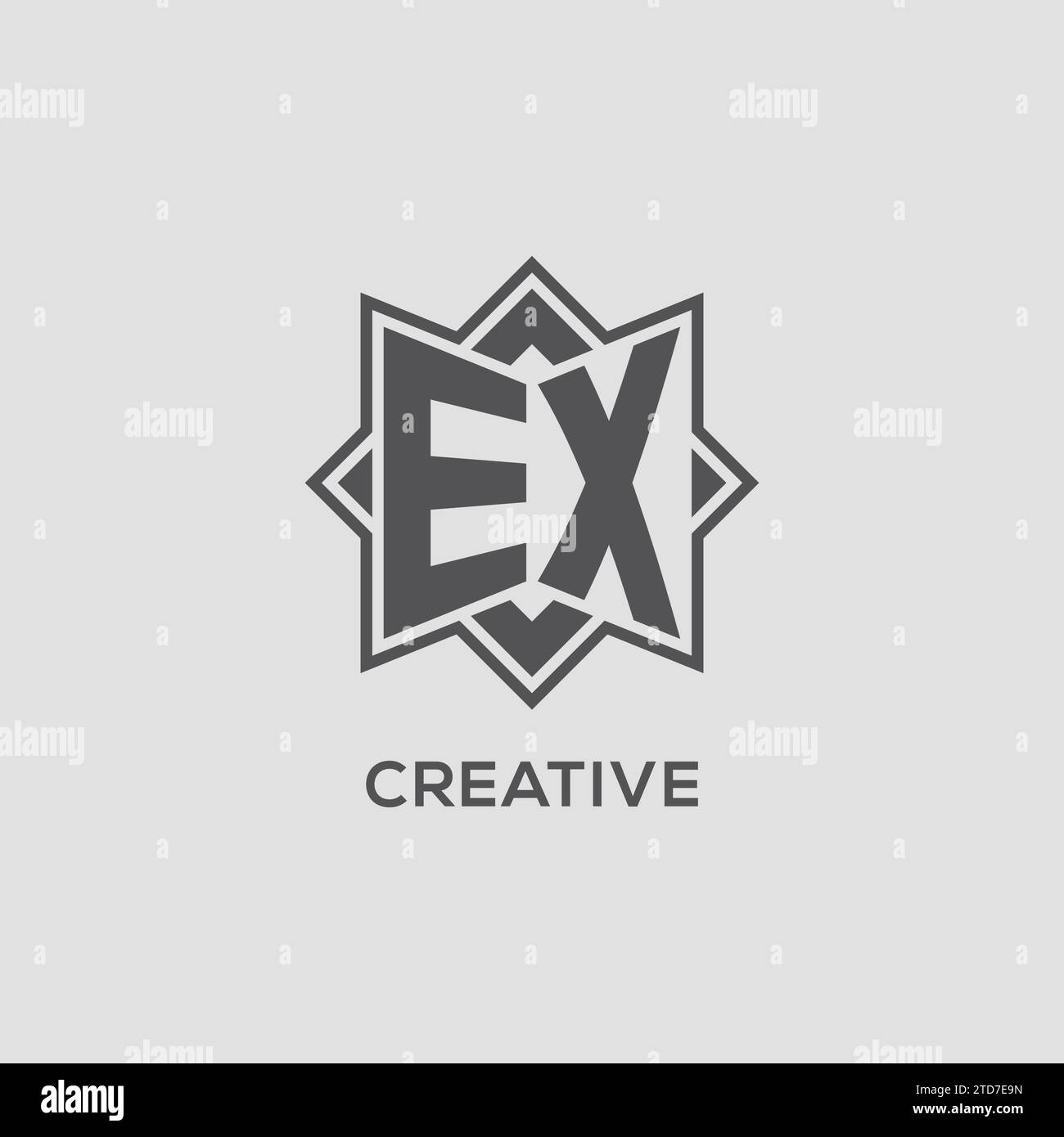 Monogram EX logo with eight point star style design vector graphic ...
