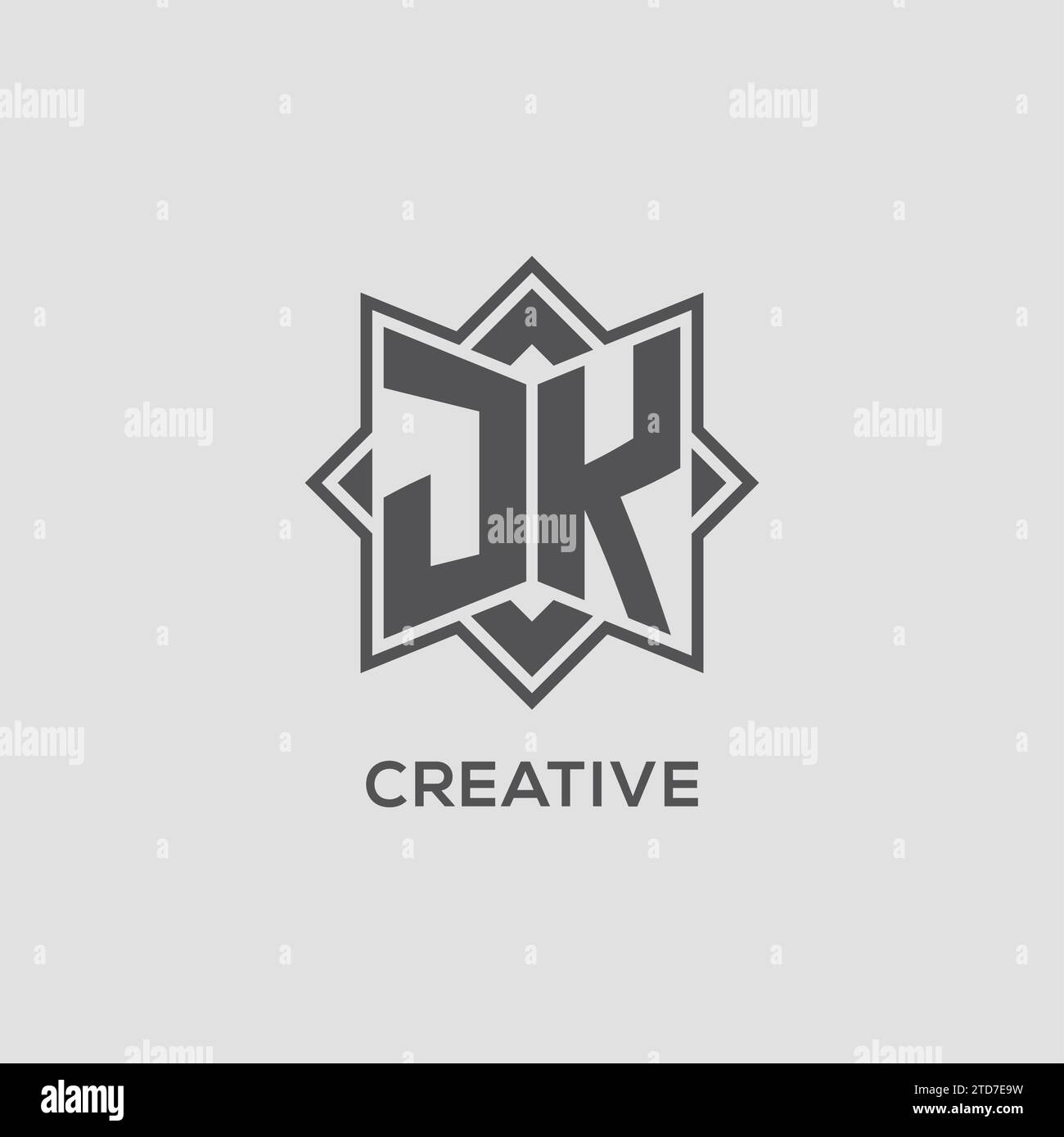 Monogram JK logo with eight point star style design vector graphic ...