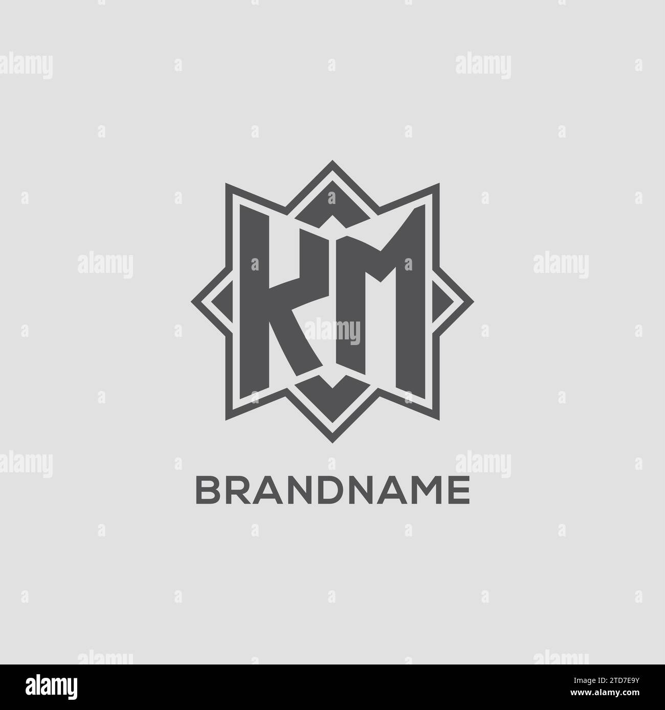 Monogram KM logo with eight point star style design vector graphic ...