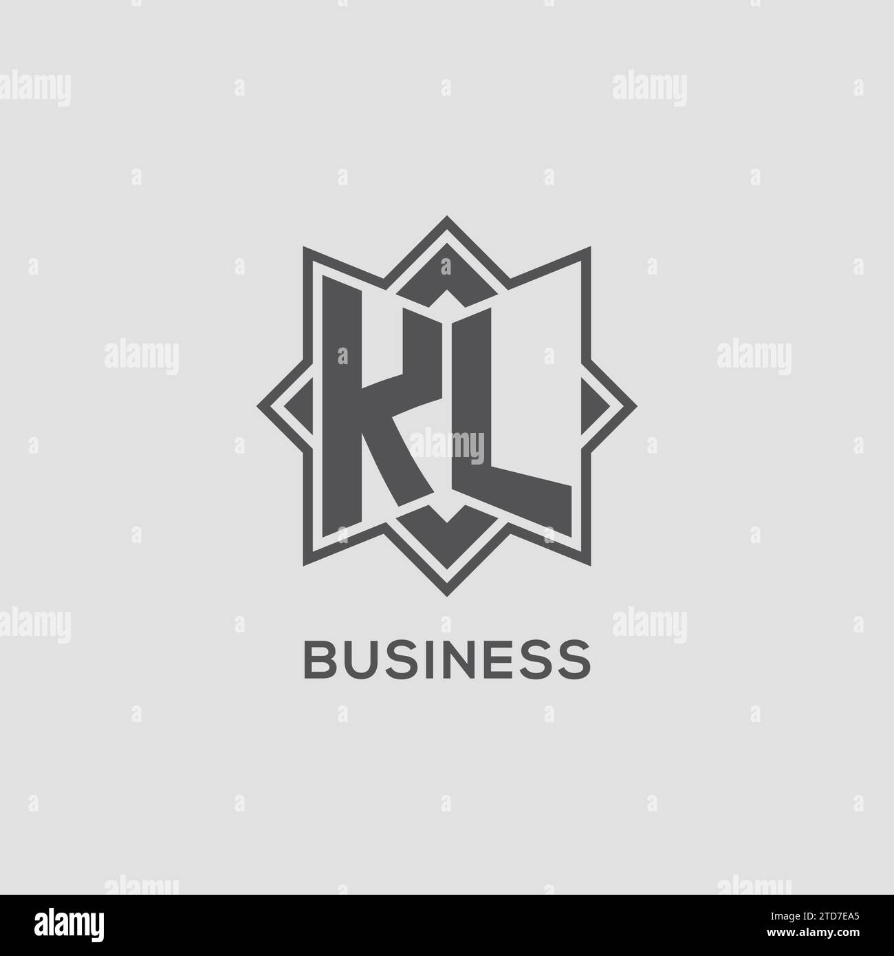 Monogram KL logo with eight point star style design vector graphic ...