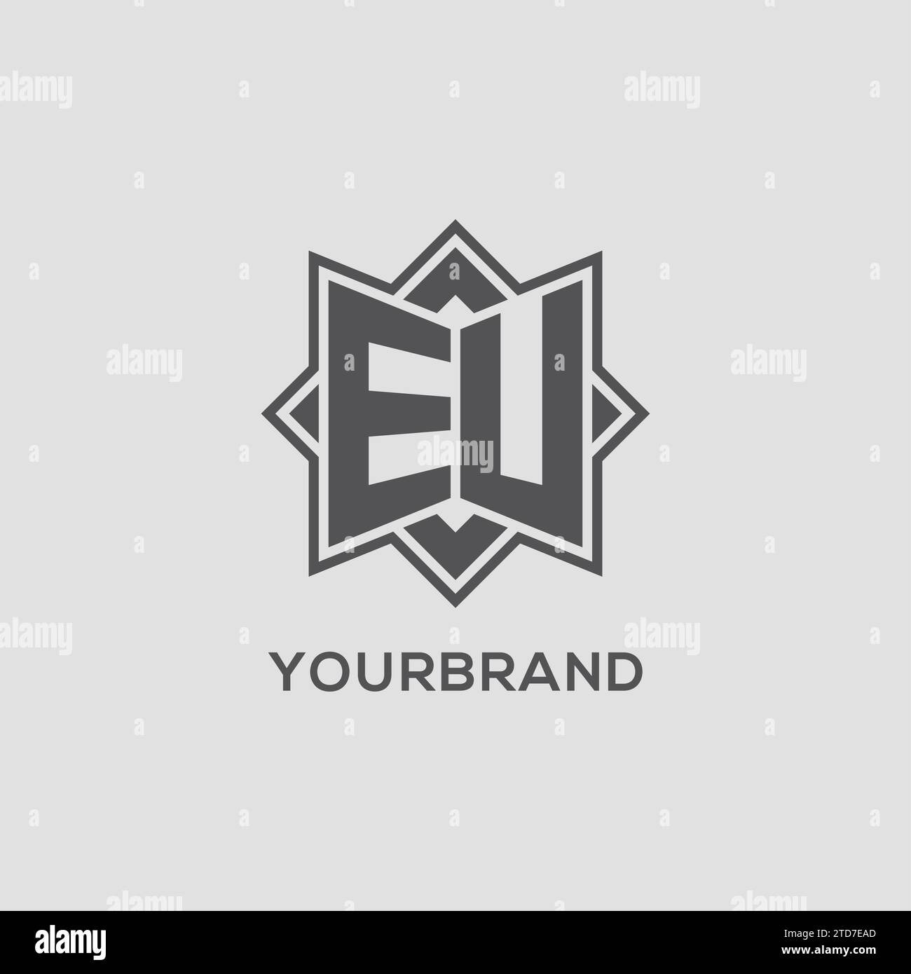 Monogram EU logo with eight point star style design vector graphic ...