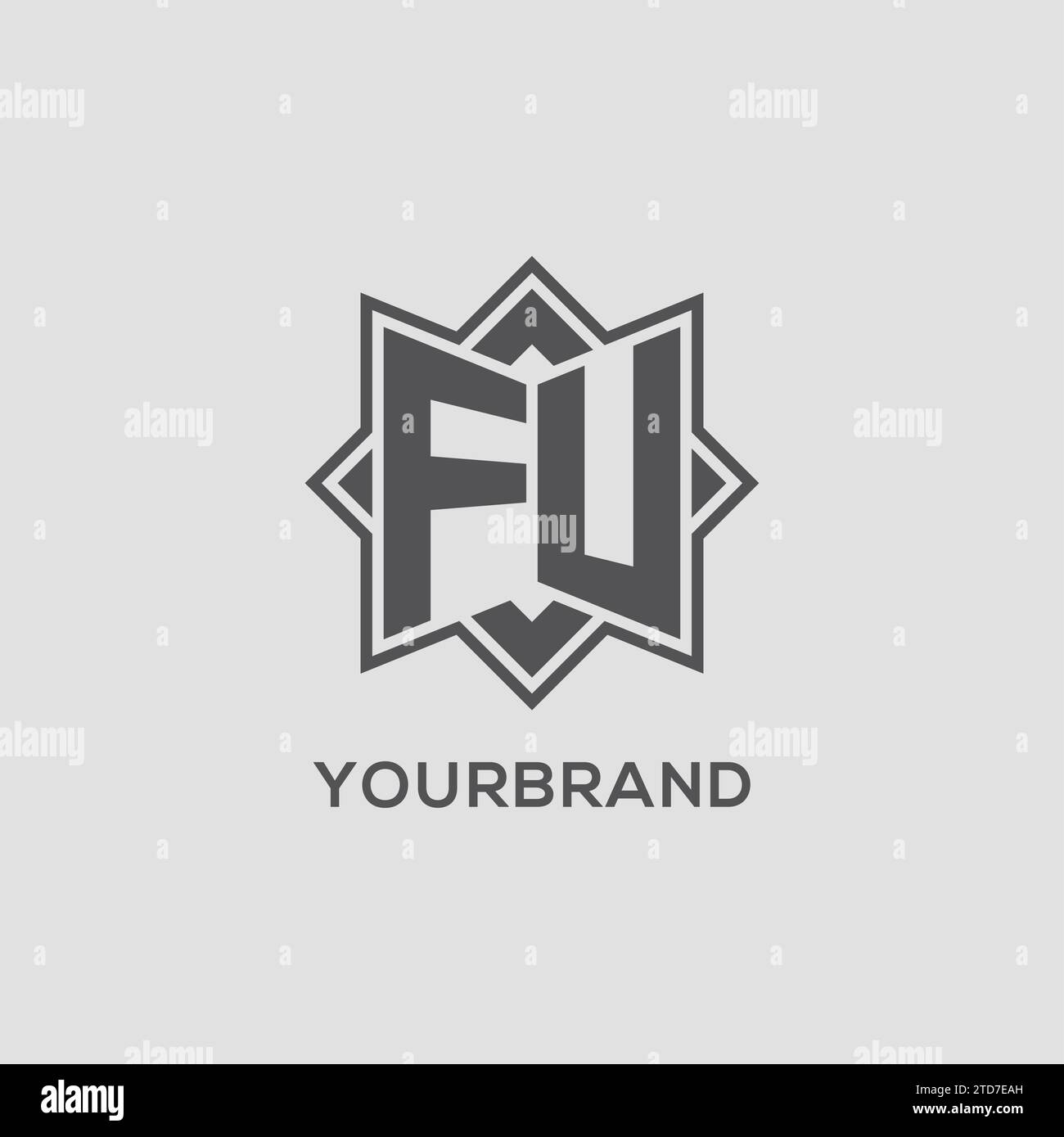 Monogram FU logo with eight point star style design vector graphic ...