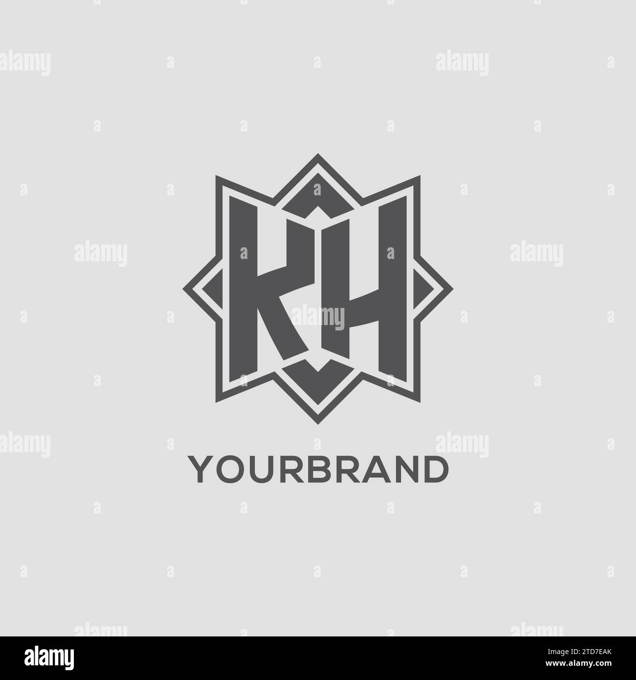 Monogram KH logo with eight point star style design vector graphic ...