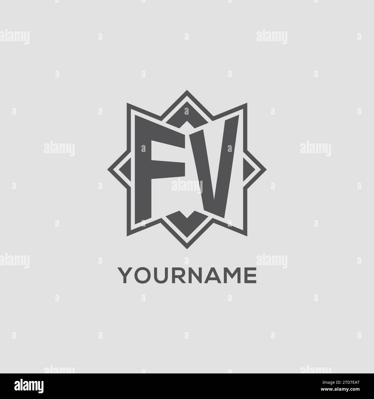 Monogram FV logo with eight point star style design vector graphic ...