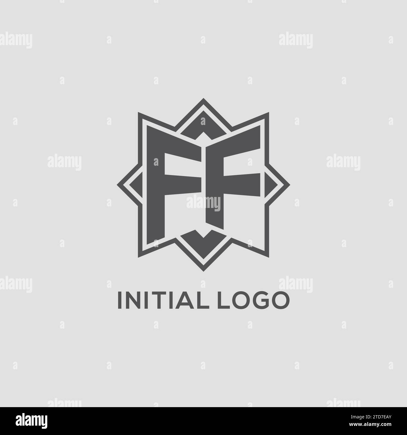 Monogram FF logo with eight point star style design vector graphic ...