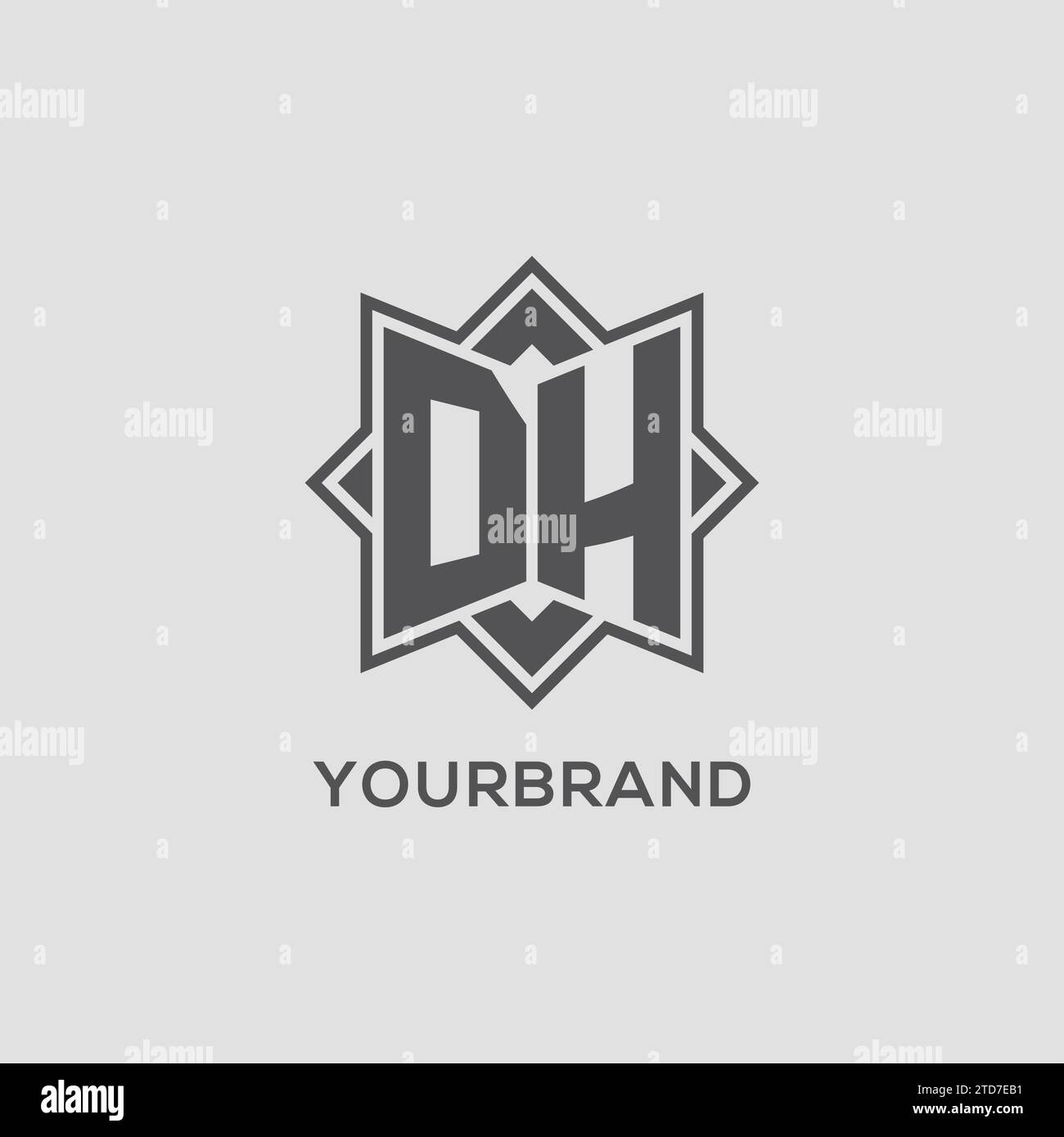 Monogram DH logo with eight point star style design vector graphic ...