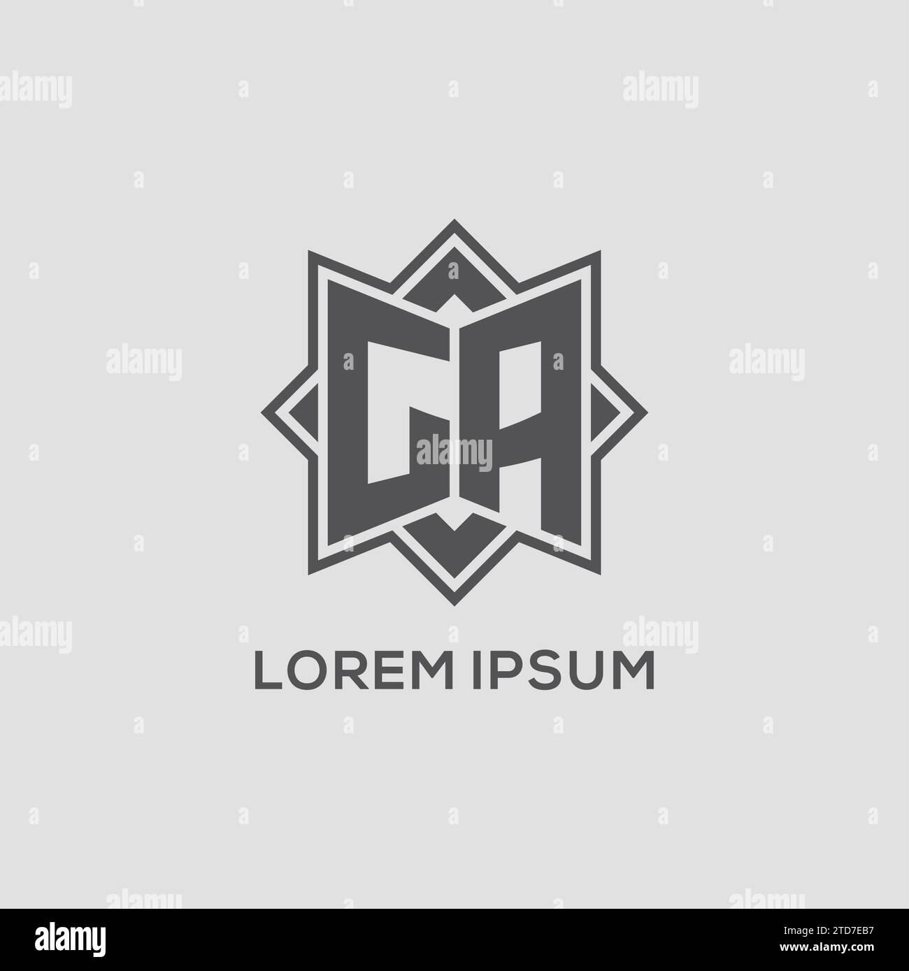Monogram GA logo with eight point star style design vector graphic ...