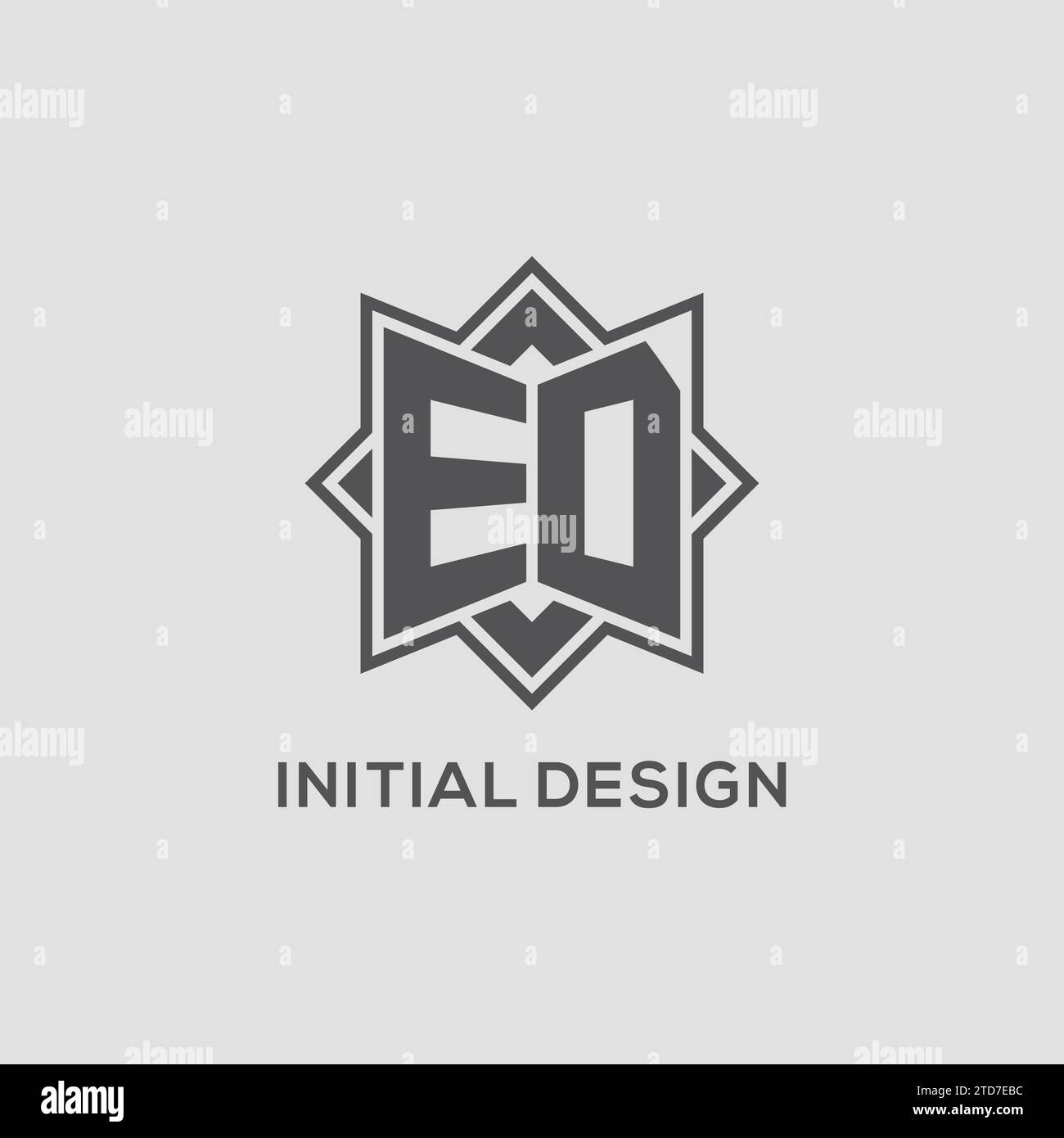 Monogram ED logo with eight point star style design vector graphic ...