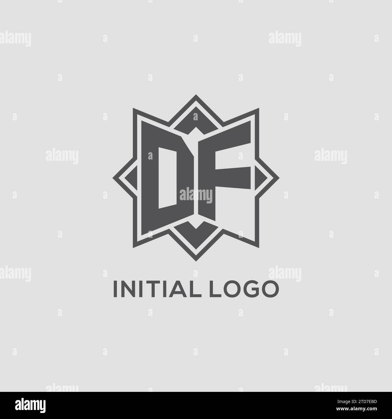Monogram DF logo with eight point star style design vector graphic ...